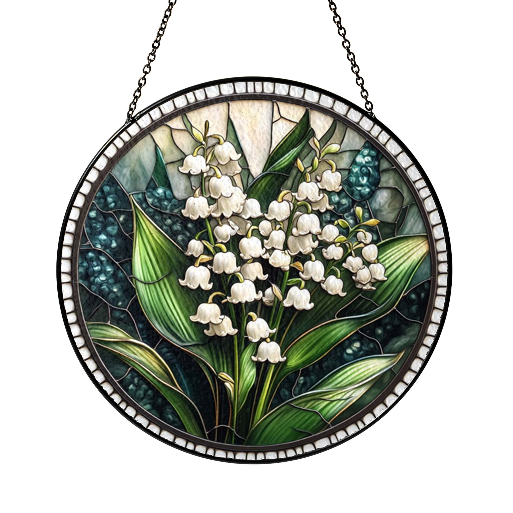 Round Lily Of The Valley Stained Glass Style Suncatcher, Decorative ...