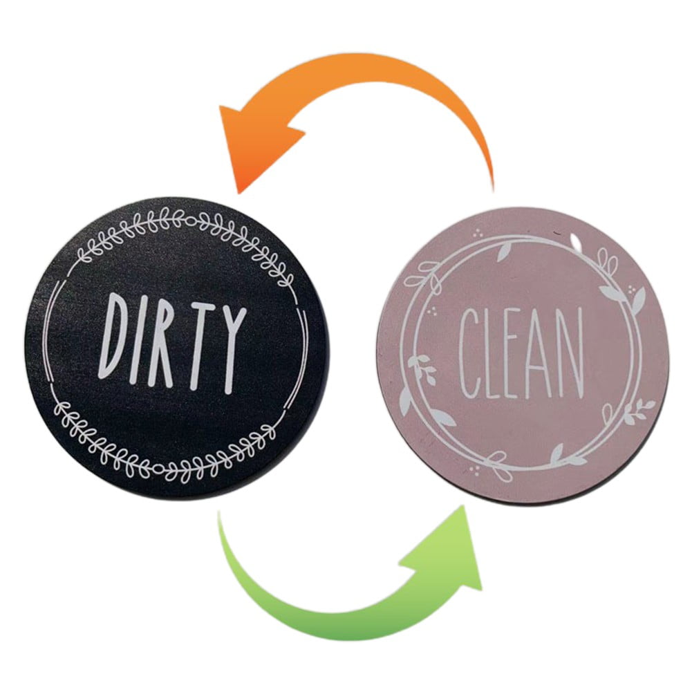 Round Magnetic Fridge Sticker Clean Dirty Instruction Dishwasher ...