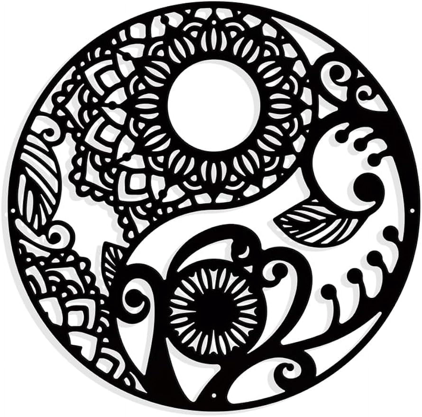 Round Mandela Metal Wall Art Decor Black Wall Hanging Decor Silhouette ...