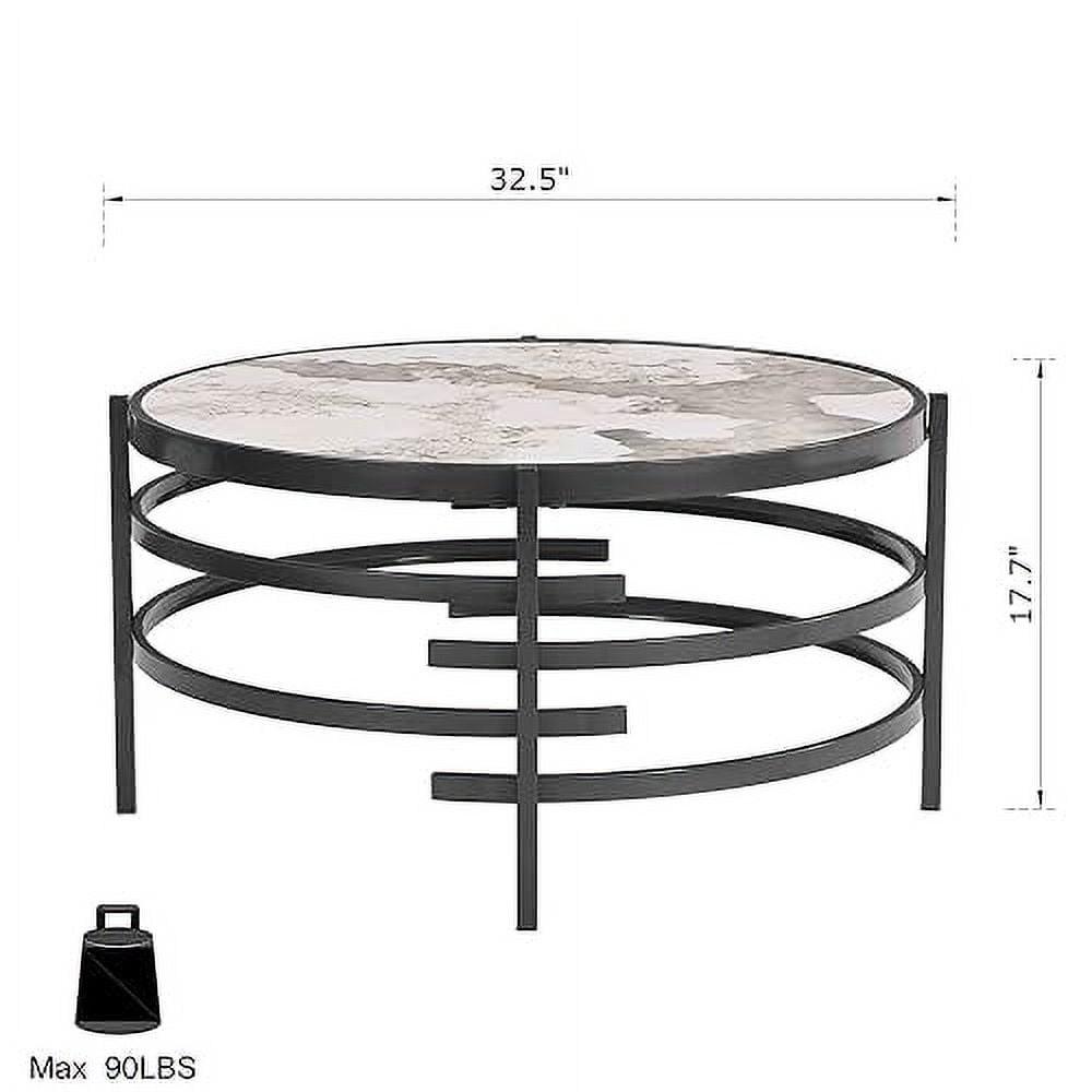 Round Marble Coffee Table Real Stone Living Room Table Modern Sofa Side ...