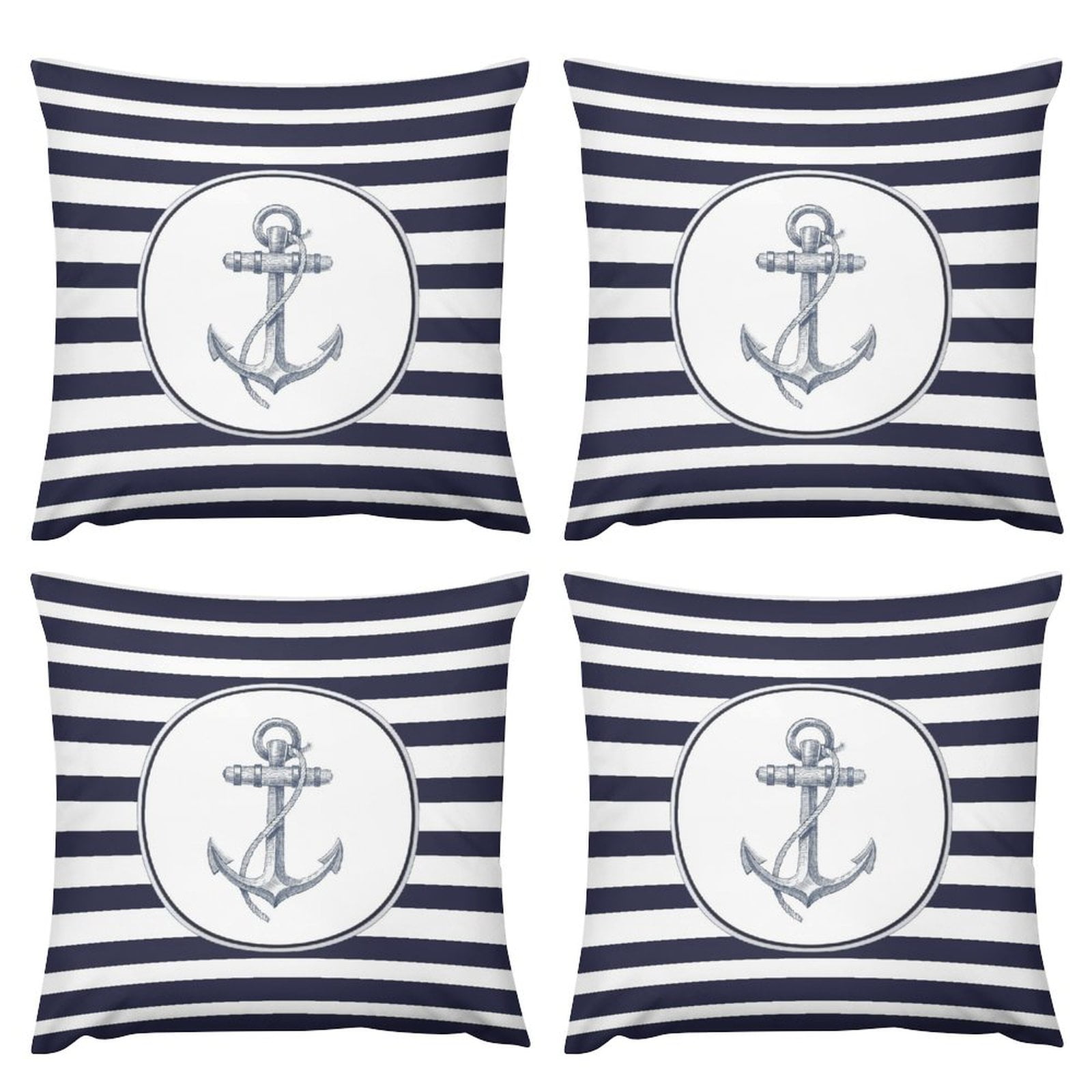 Round Marine Emblem With Anchor 4 Pcs Cushion Covers Sofa Cushion ...