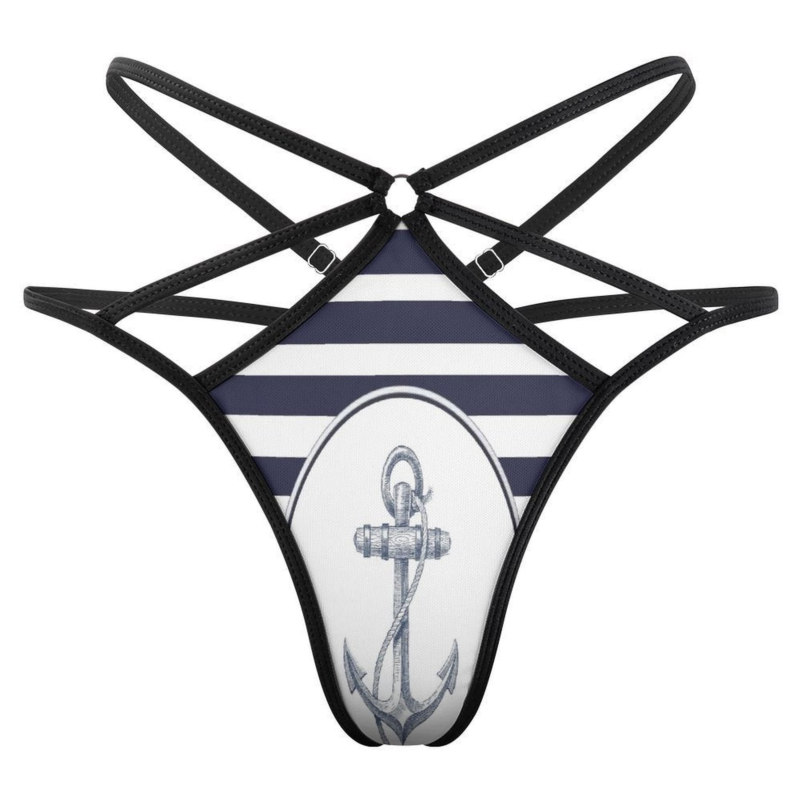 Round Marine Emblem With Anchor Open Type Women's Panties Crotch ...