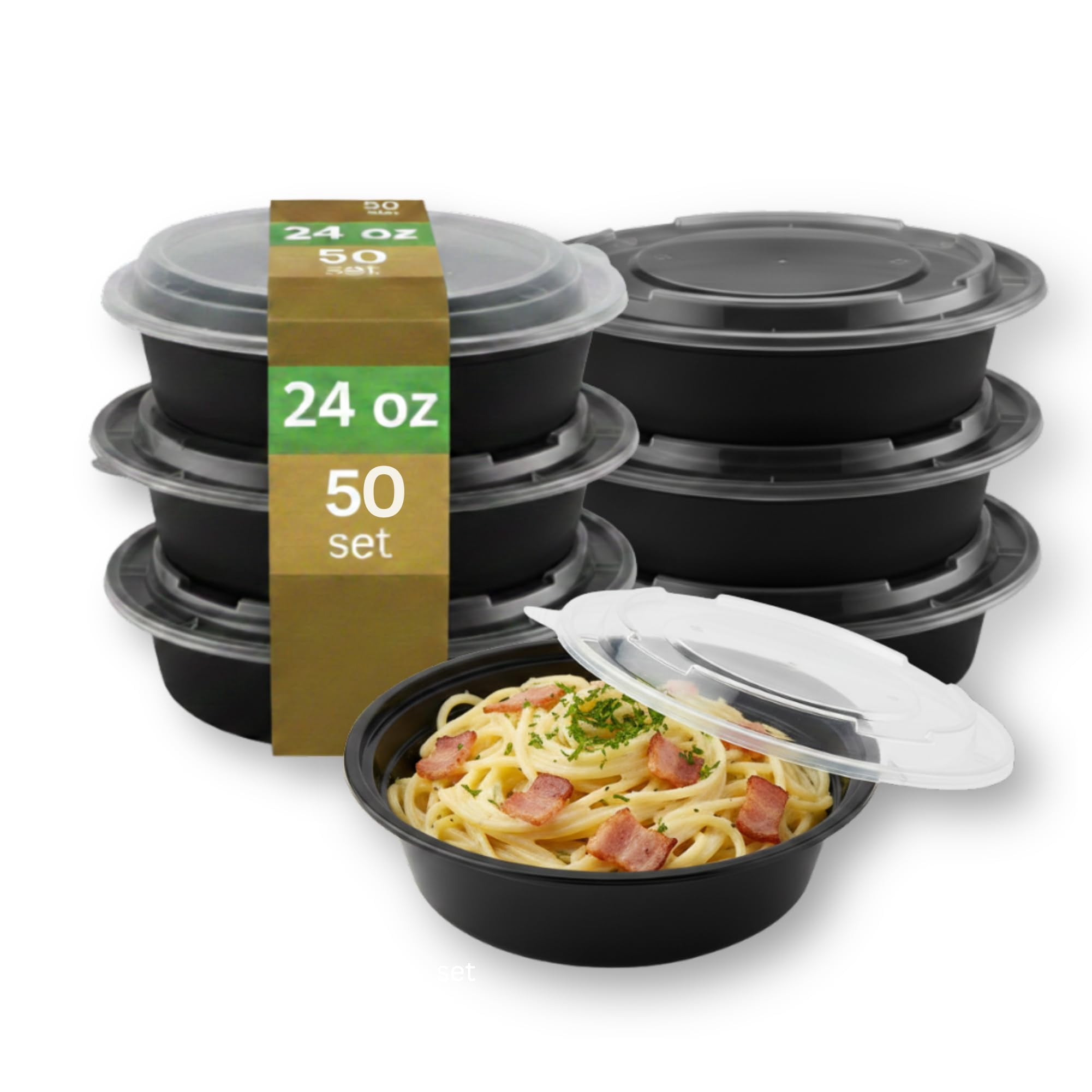 Round Meal Prep Containers 24 Fluid Ounces 50 Pack Stackable Food ...