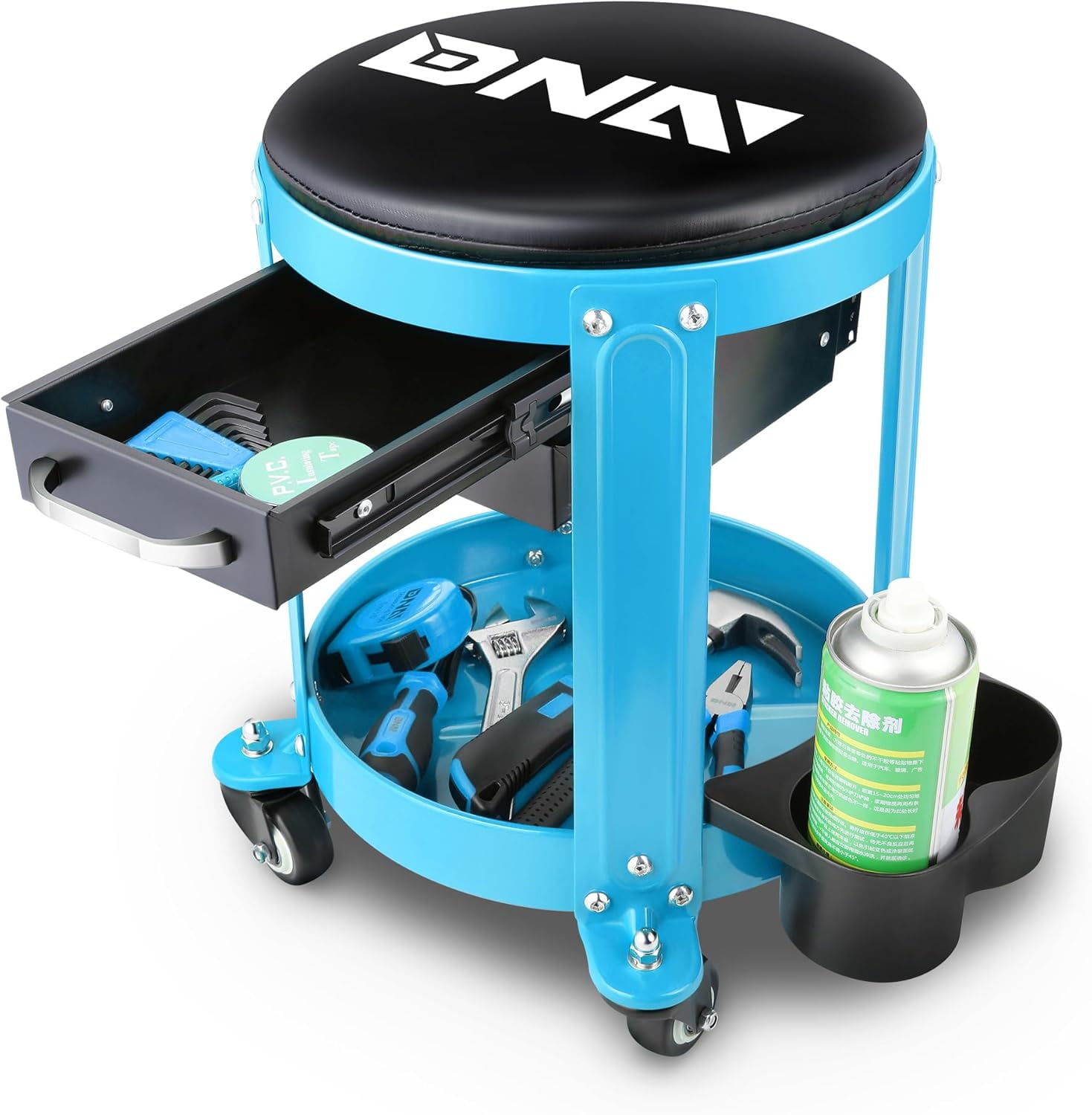 Round Mechanics Roller Seat Creeper Stool with Padded Cushion, Tool ...