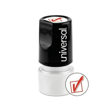 Universal Round Message Stamp, CHECK MARK, Pre-Inked/Re-Inkable, Red, 2 ...