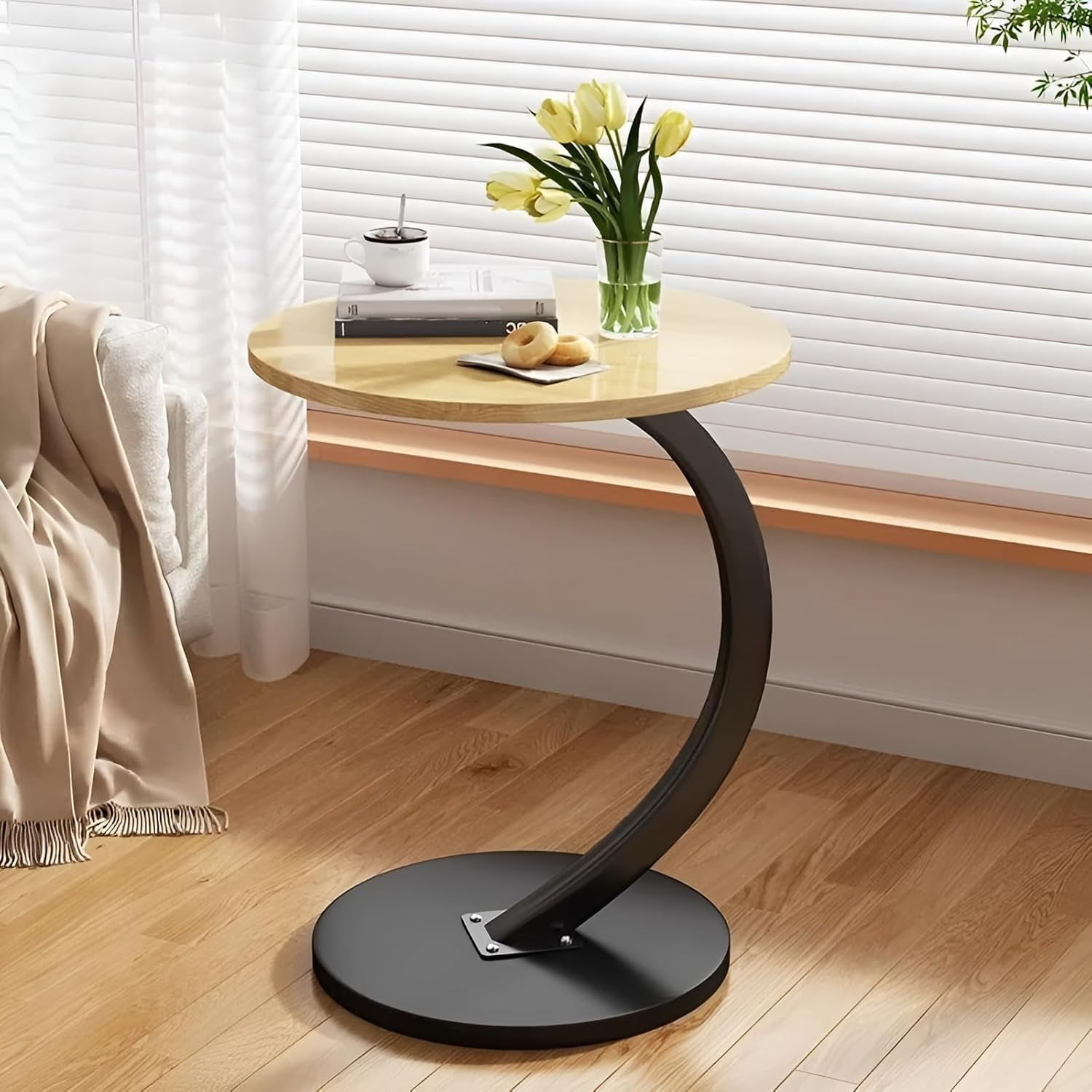 Round Metal Coffee Table Detachable Modern Side Table, Portable Living ...