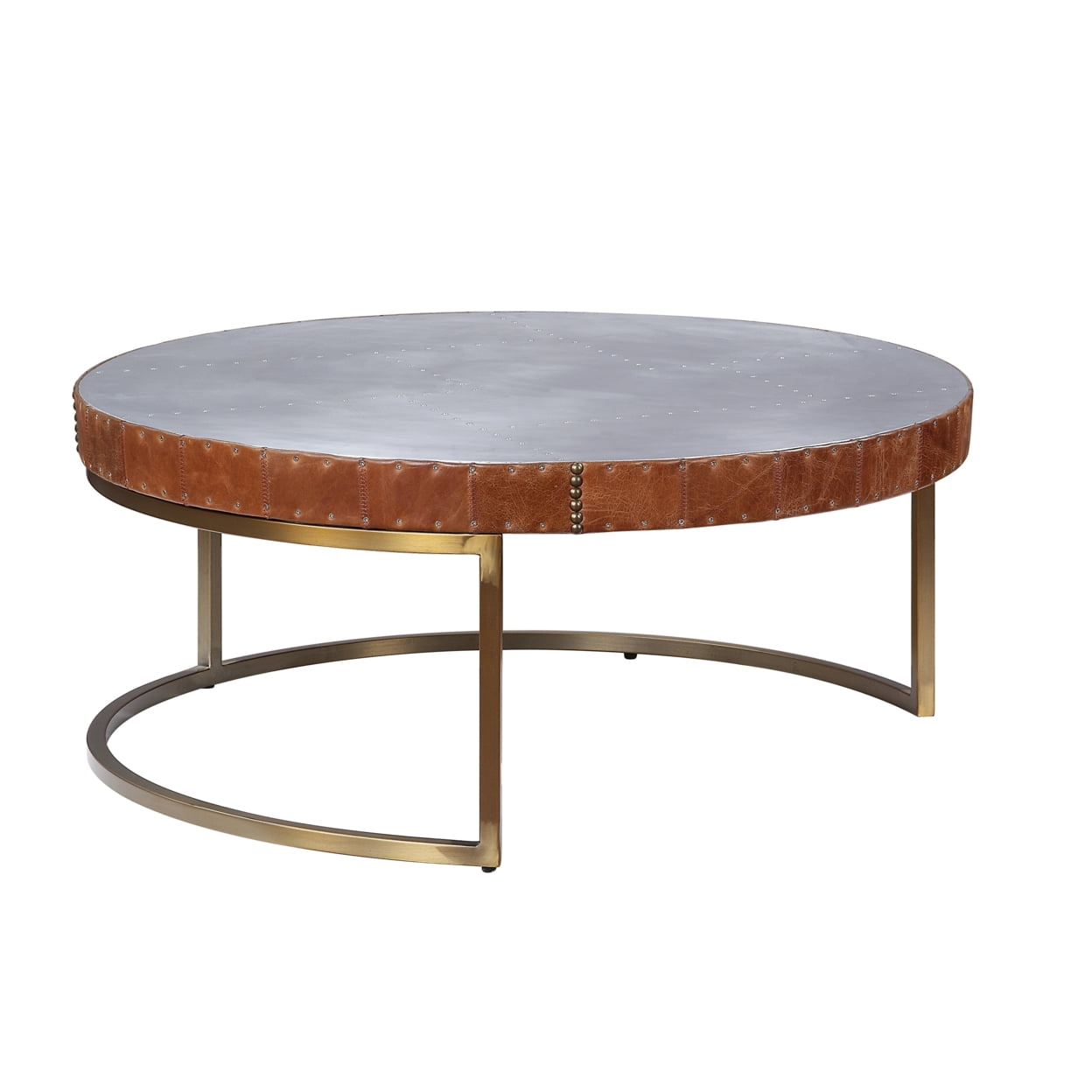 Round Metal Coffee Table with Airy Design Base, Large, Multicolor ...