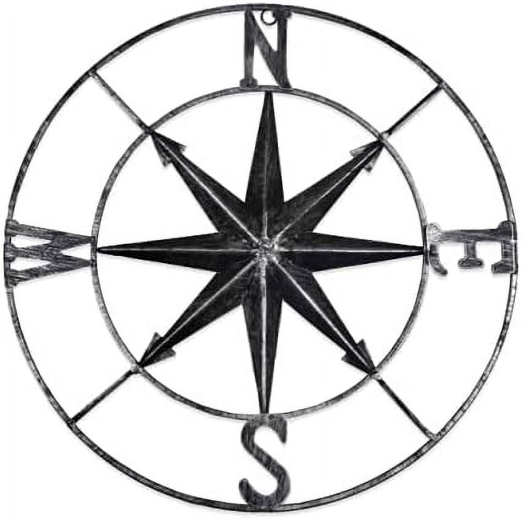 Rustic Large Exterior Decorations: 22.8 Inch Black Round Metal Compass ...