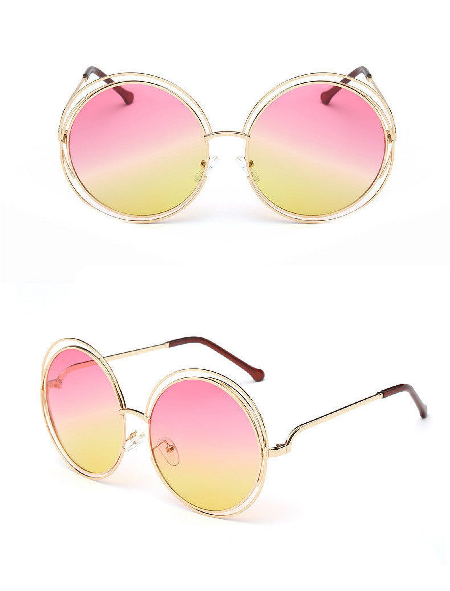 Mens Womens Round Sunglasses Metal Frame Resin Lens HD Vision UVA ...