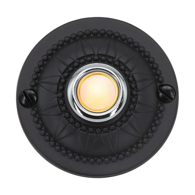 Round Metal Doorbell Push Button Black Wired Lighted Doorbell Button ... Round Metal Doorbell Push Button Black Wired Lighted Doorbell Button ...