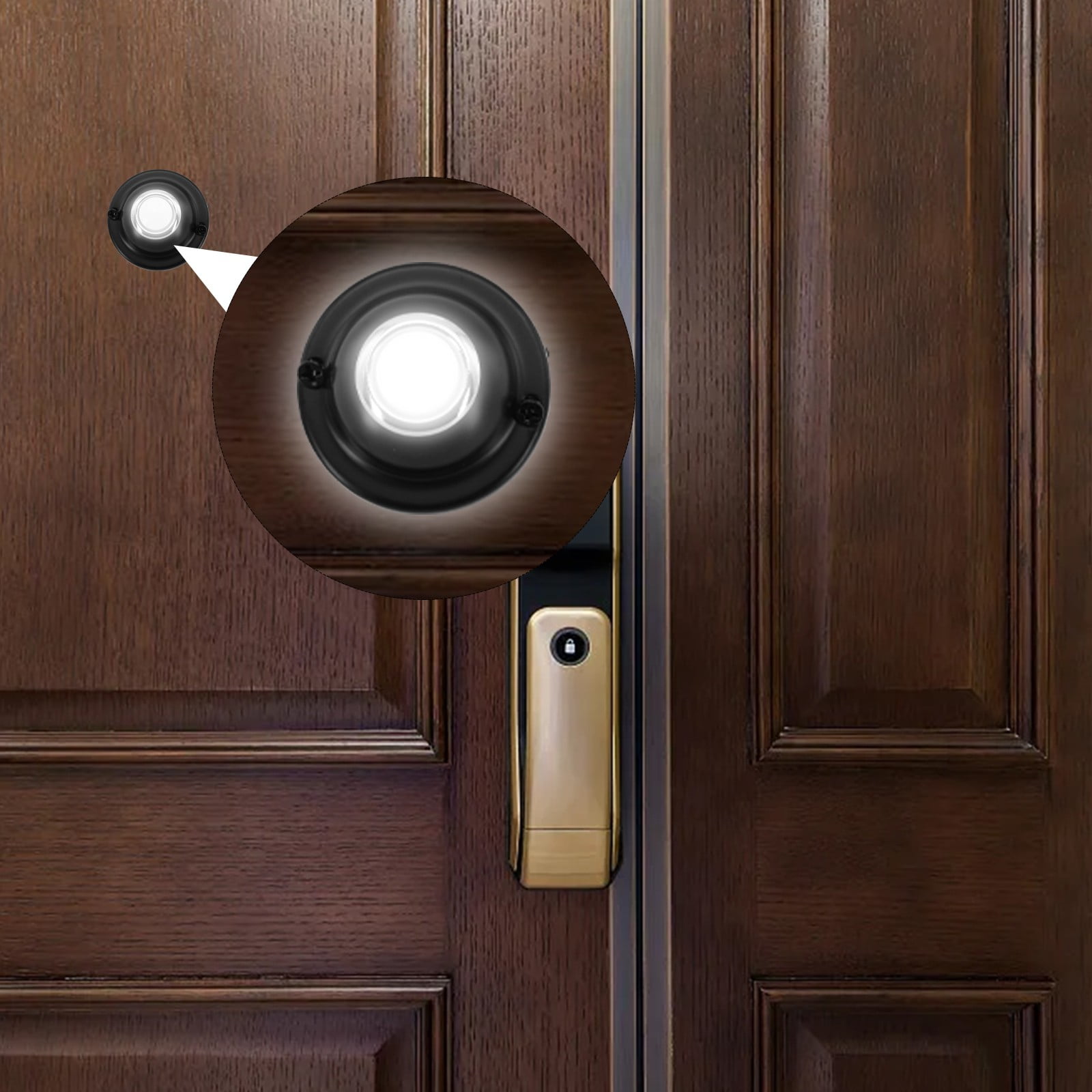Round Metal Doorbell Push Button With Led Light Black Wired Wall ...