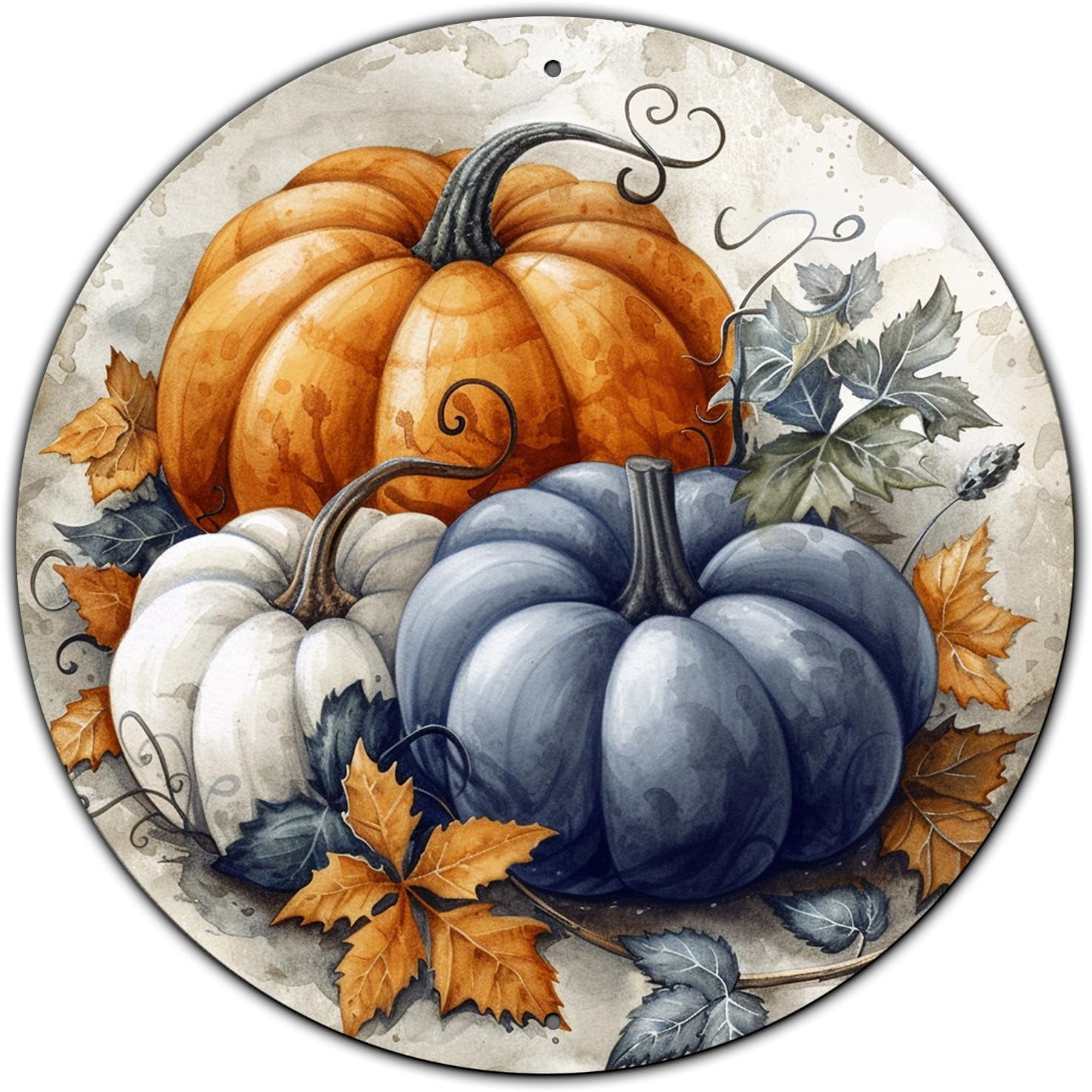 Round Metal Fall Pumpkin Harvest Wall Sign Rustic Farmhouse Indoor ...