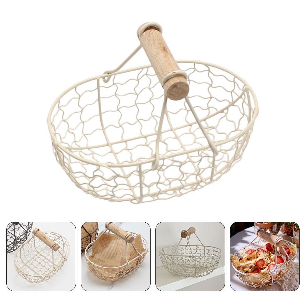 Round Metal Fruit Basket Wrought Fruit Basket Kitchen Wire Metal Fruit ...