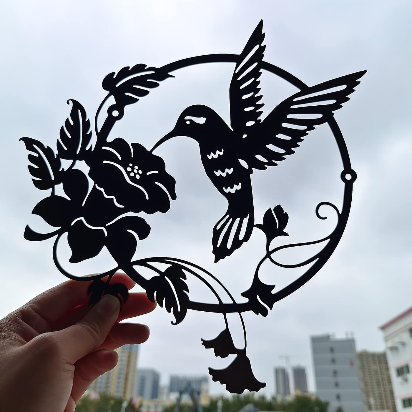 Round Metal Hummingbird Silhouette Wall Decor, Metal Wall Decorative ...