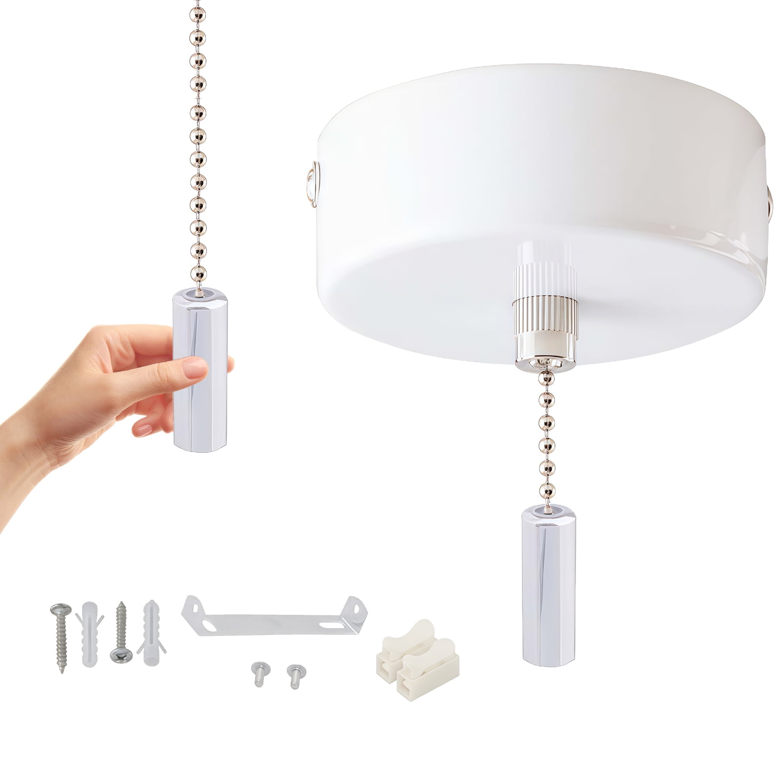 Round Metal Light Switches 60mm Diameter with 150cm Pull Cord Simple ...