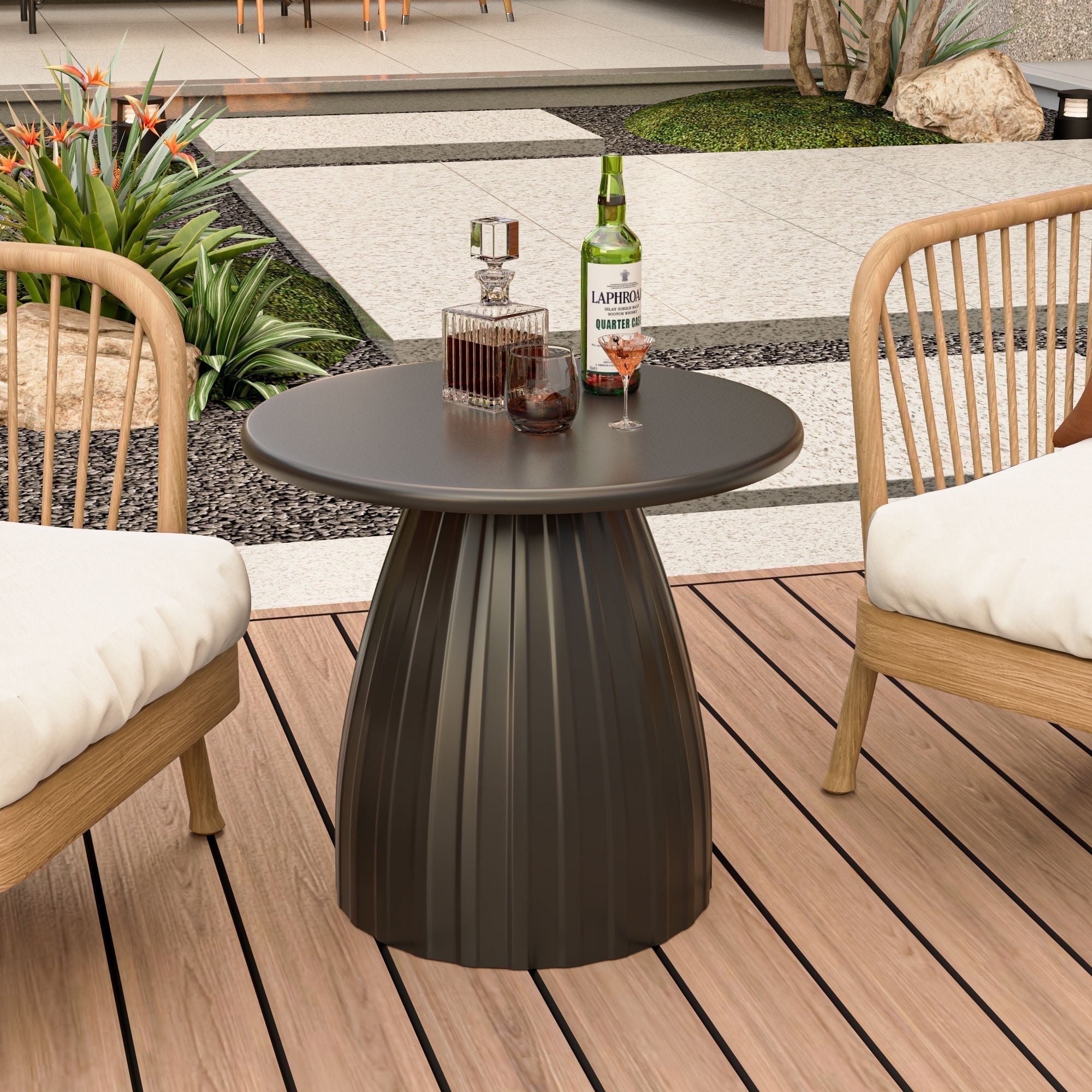 Fsbecl Round Metal Indoor Patio End Table, Black - Walmart.com