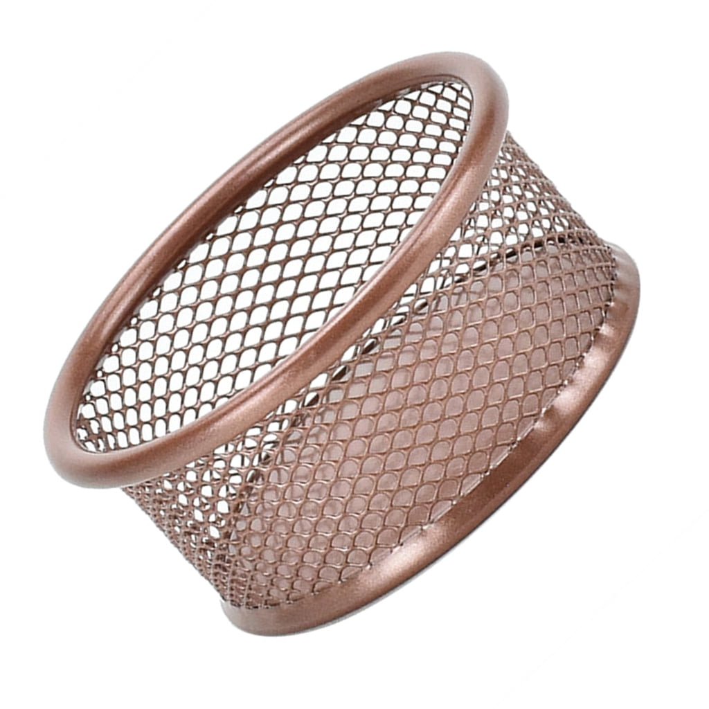 Round Metal Paper Clip Case Desk Organiser Storage Box Ventilated Metal ...