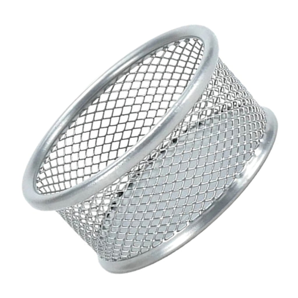 Round Metal Paper Clip Case Desk Organiser Storage Box Ventilated Metal ...