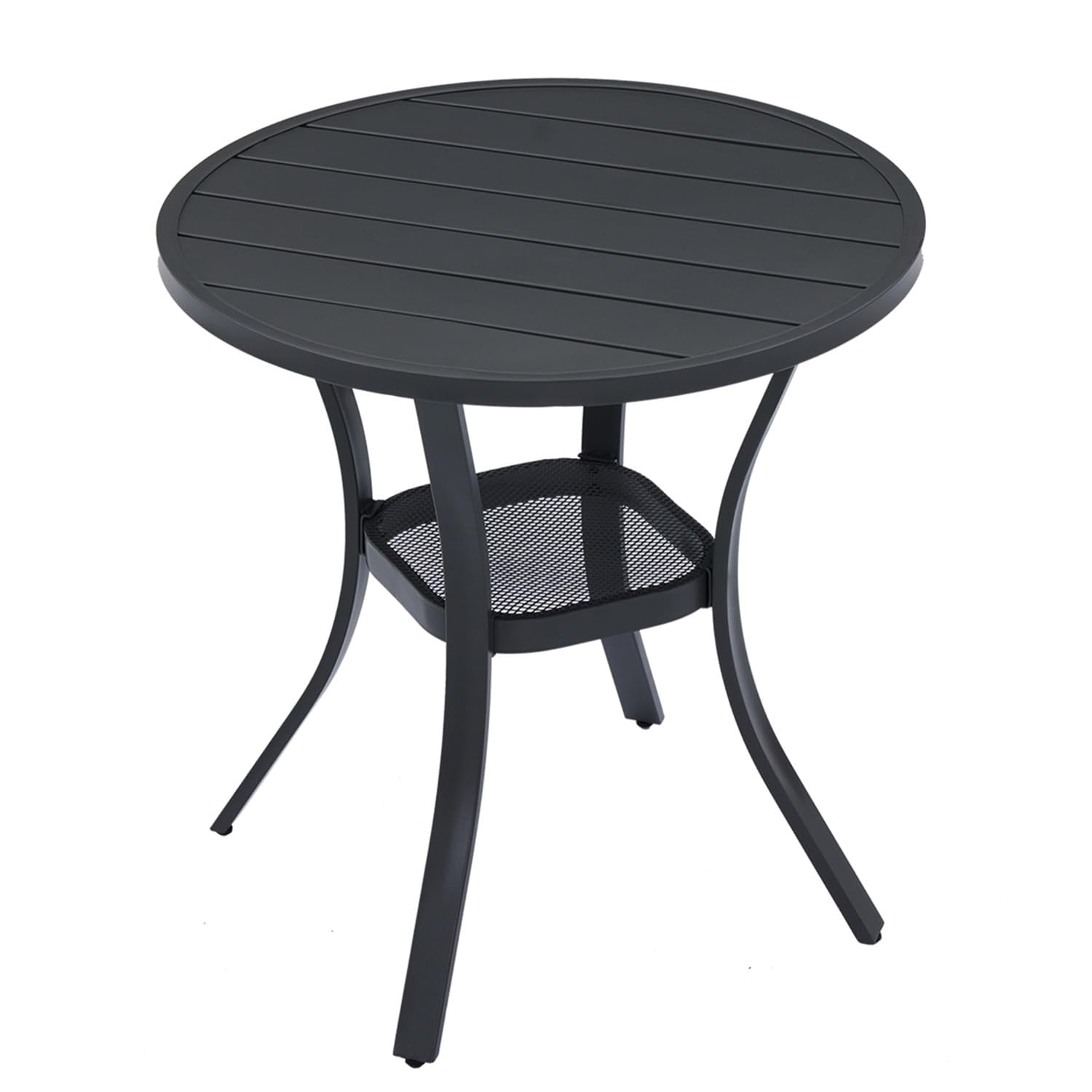27.5 Inch Small Round Patio Table for Outdoor Spaces, All Weather Metal ...