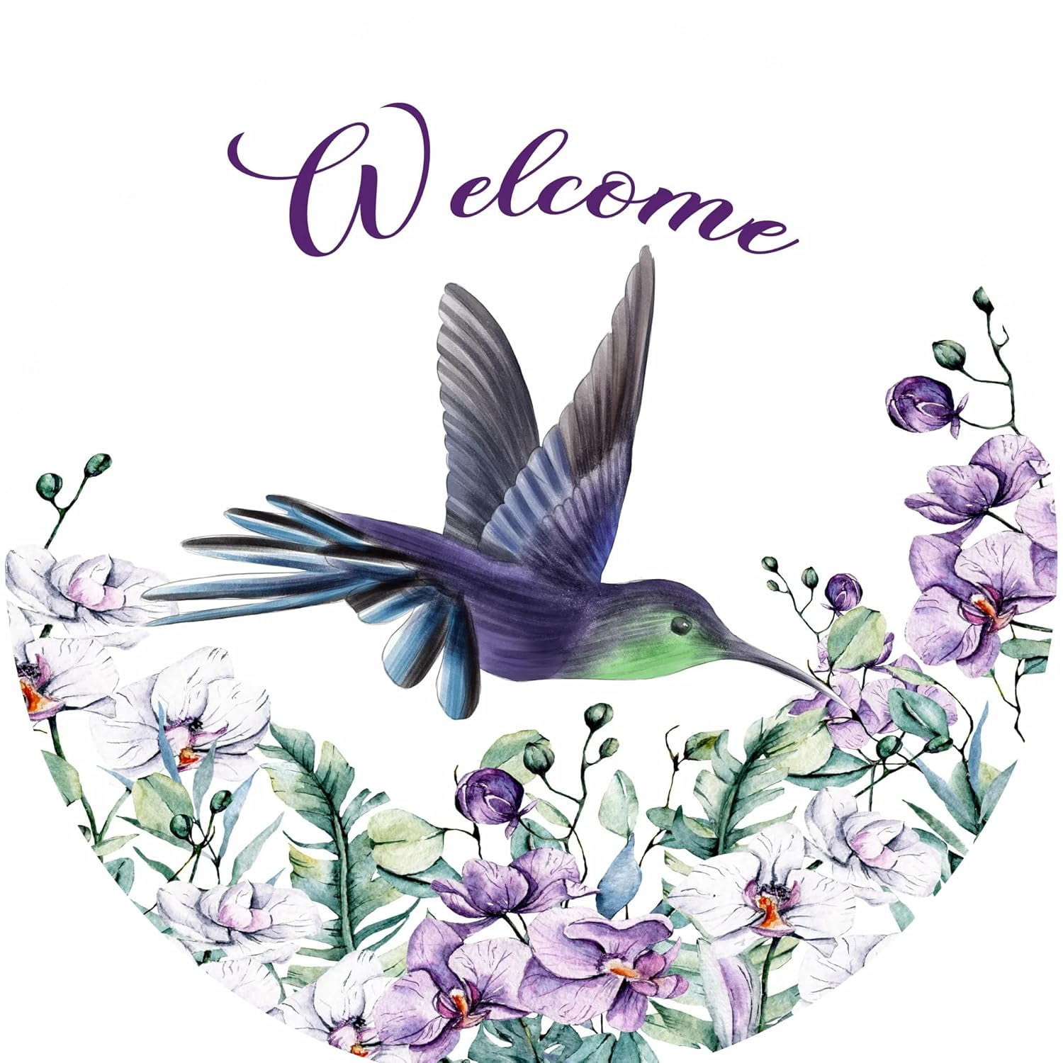 Round Metal Plaque for Welcome Hummingbird Retro Tin Sign Metal Tin ...