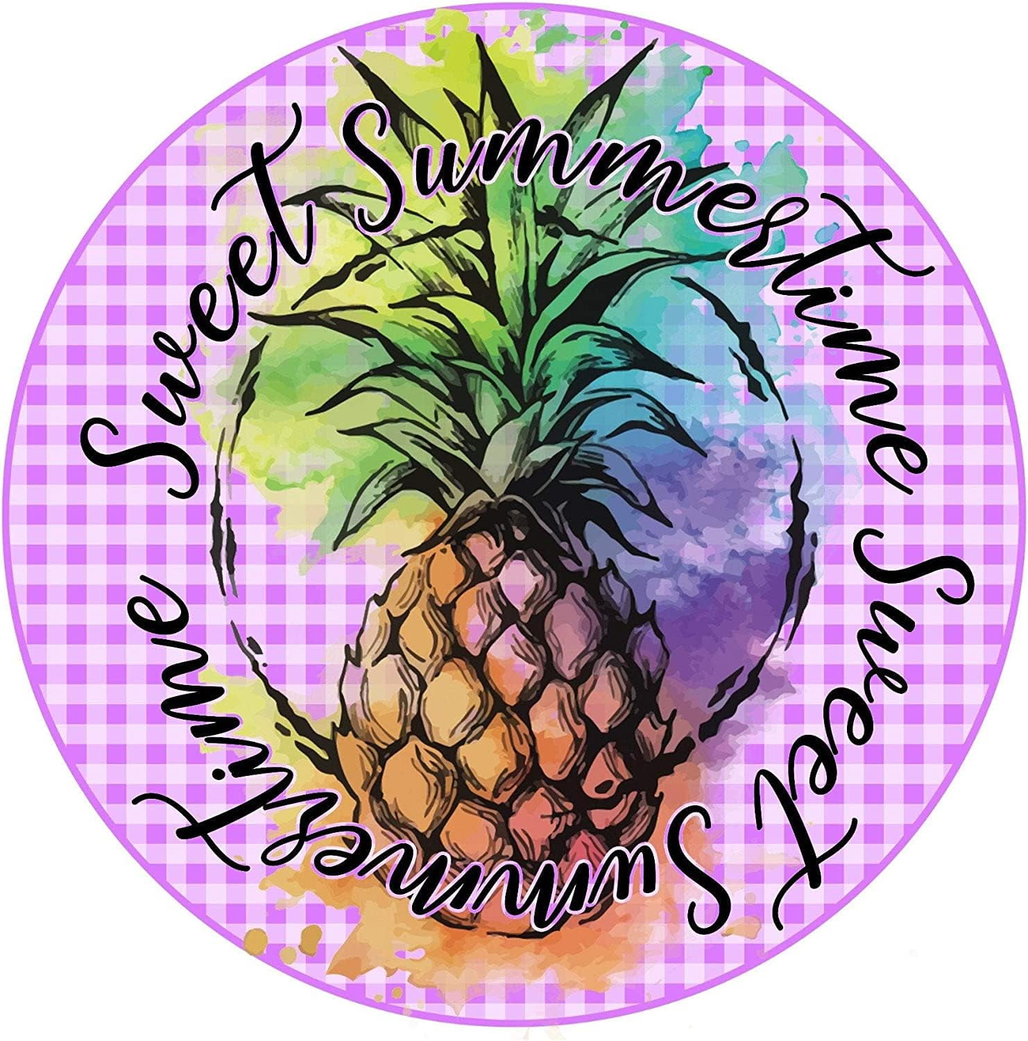 Round Metal Poster Signs Round Tin Sign Sweet Summertime Pineapple Sign ...