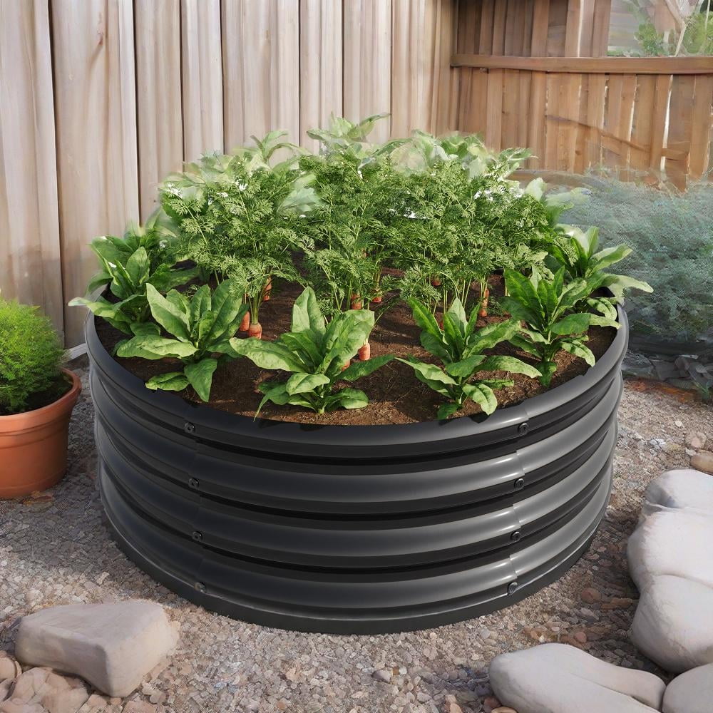 Round Metal Raised Garden Bed - 32" Diameter x 11.4" Tall Outdoor ...