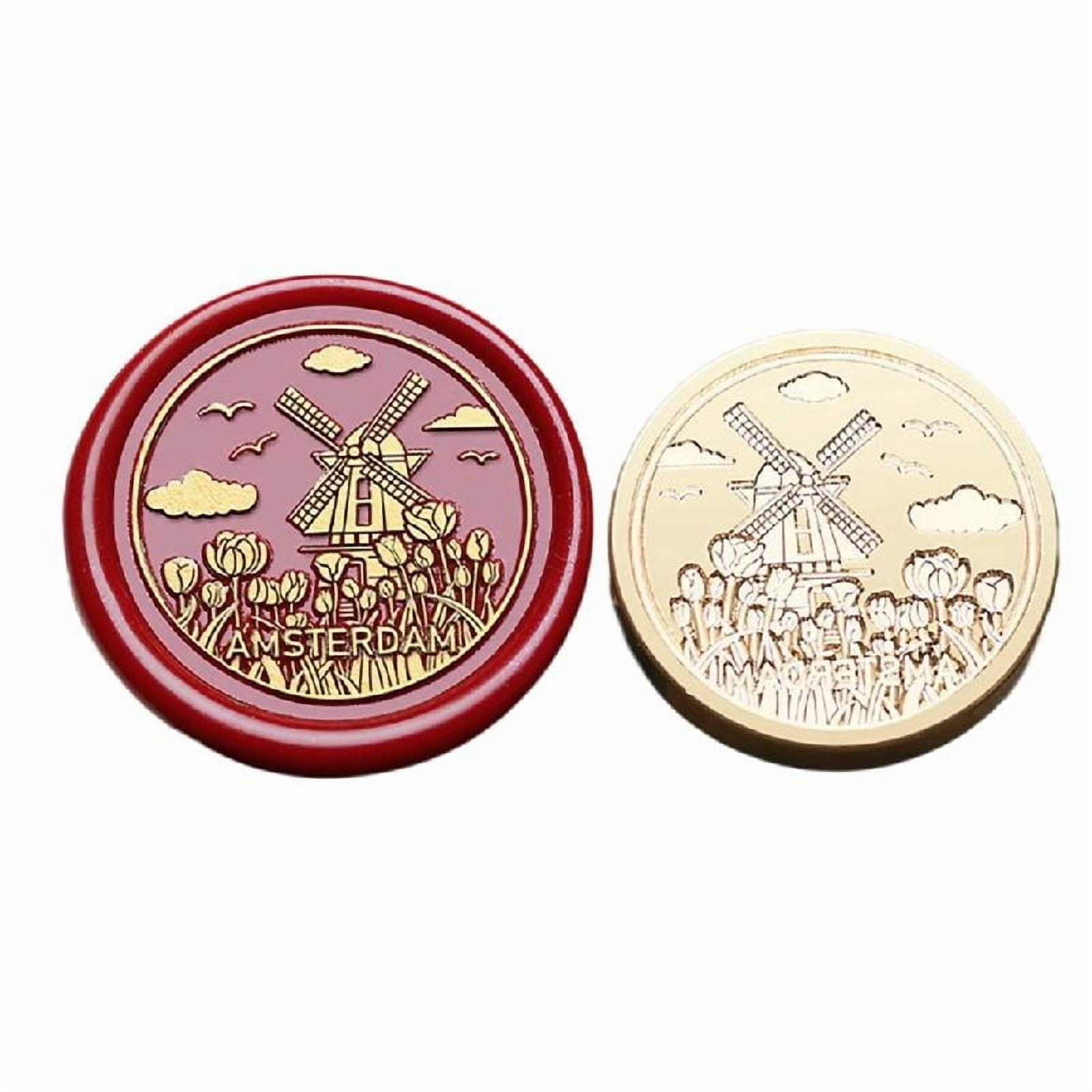 Round Metal Seal Stamp Head with Famous City Landmark Building Pattern ...