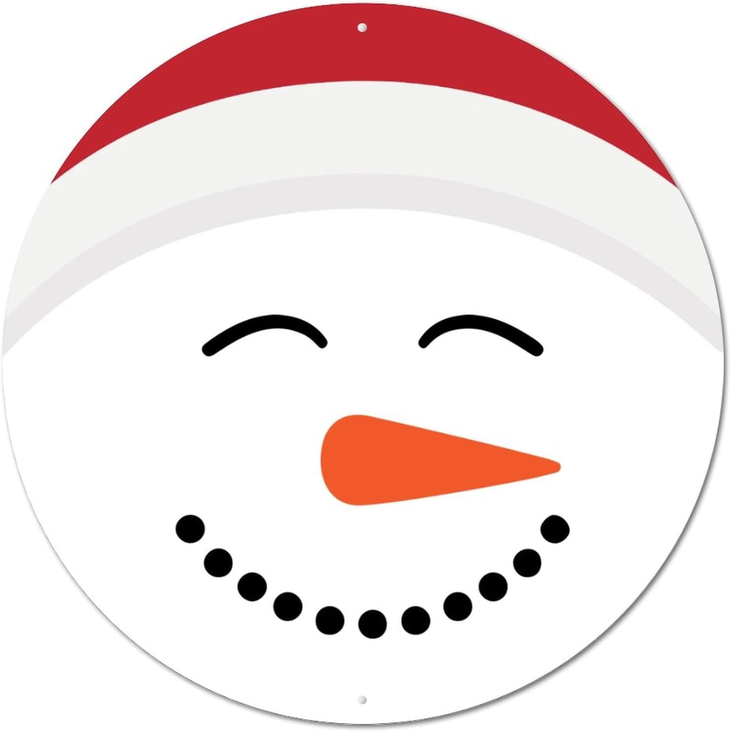 Round Metal Sign Plaque Christmas Happy Snowman Smile Face Classic Room ...