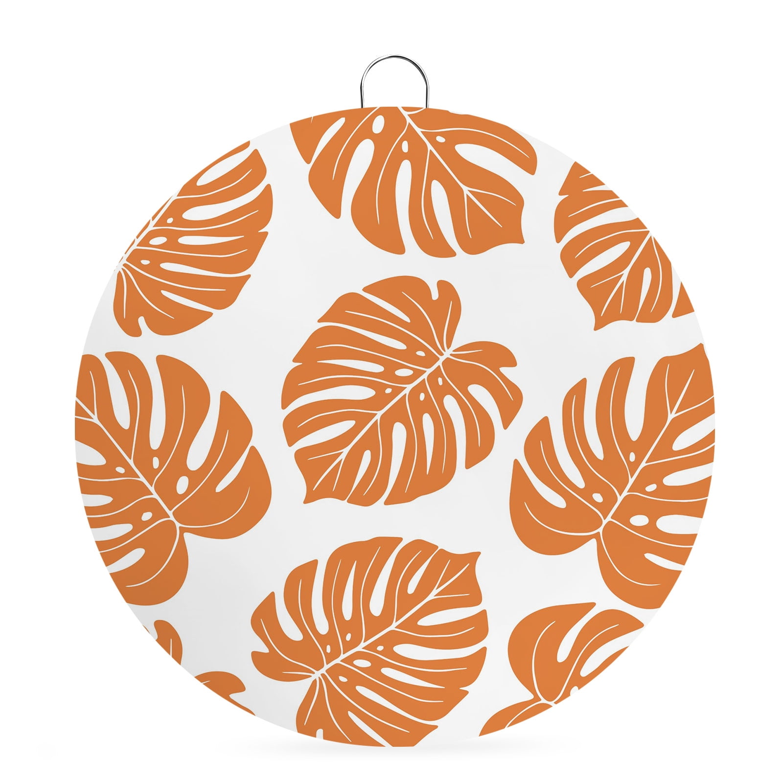 Round Metal Signs for Outside Orange Palm Leaves Tin Signs Stainless ...