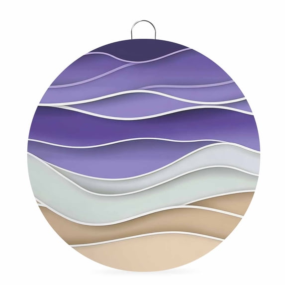 Round Metal Signs for Outside Purple Beach Waves Tin Signs Stainless ...