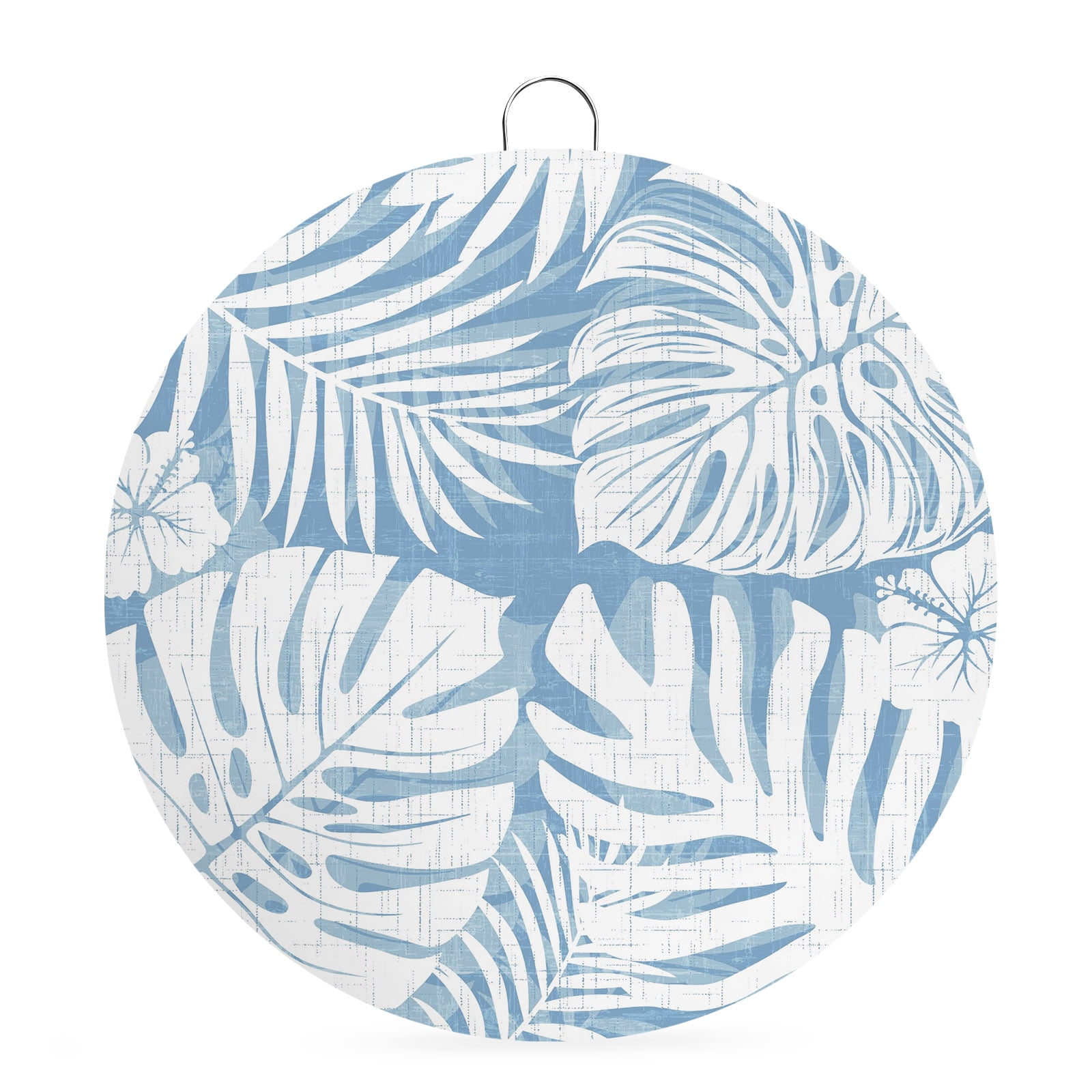 Round Metal Signs for Outside Sky Blue Palm Leaves Tin Signs Stainless ...
