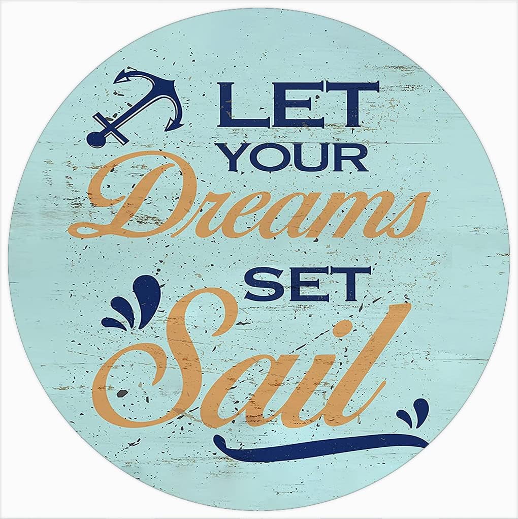 Round Metal Tin Sign Inspirational Wall Decor Vintage Let Your Dreams ...