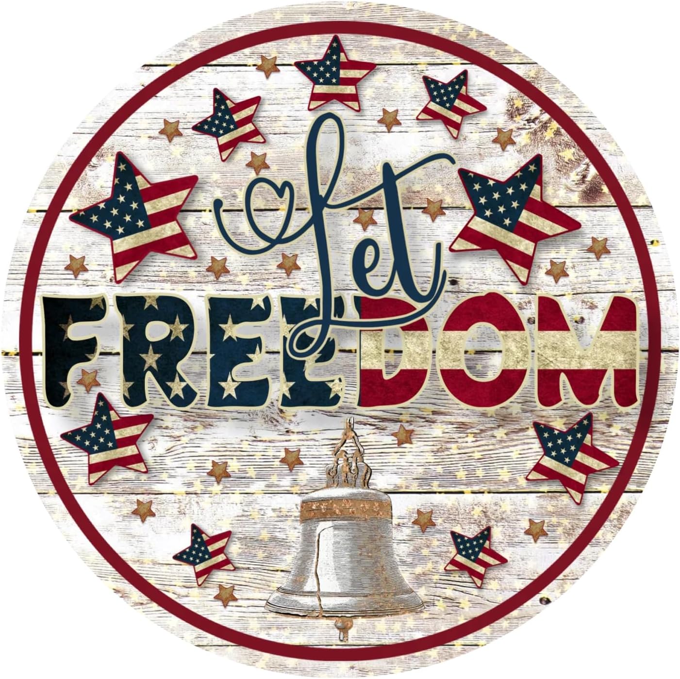 Round Metal Tin Sign Let Freedom Sign, Fireworks Sign, Patriotic Sign ...