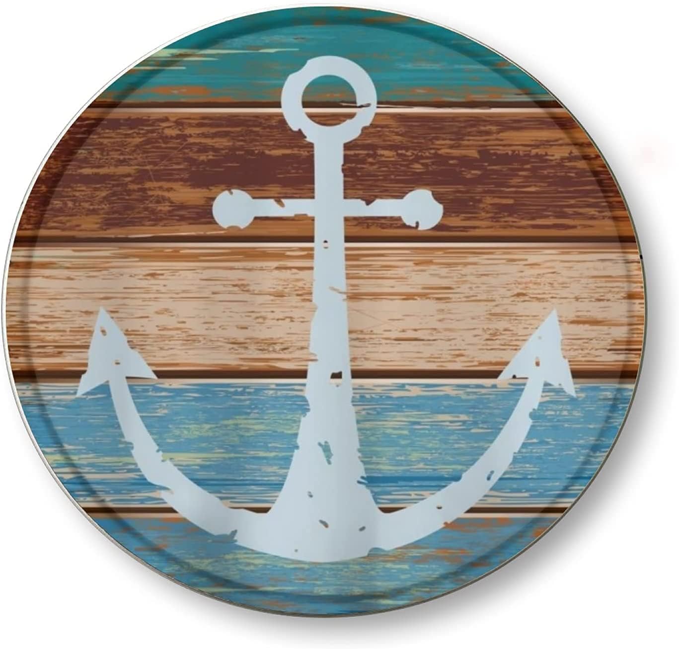 Round Metal Tin Sign Plaque - Nautical Anchor Rustic Vintage Round Tin ...