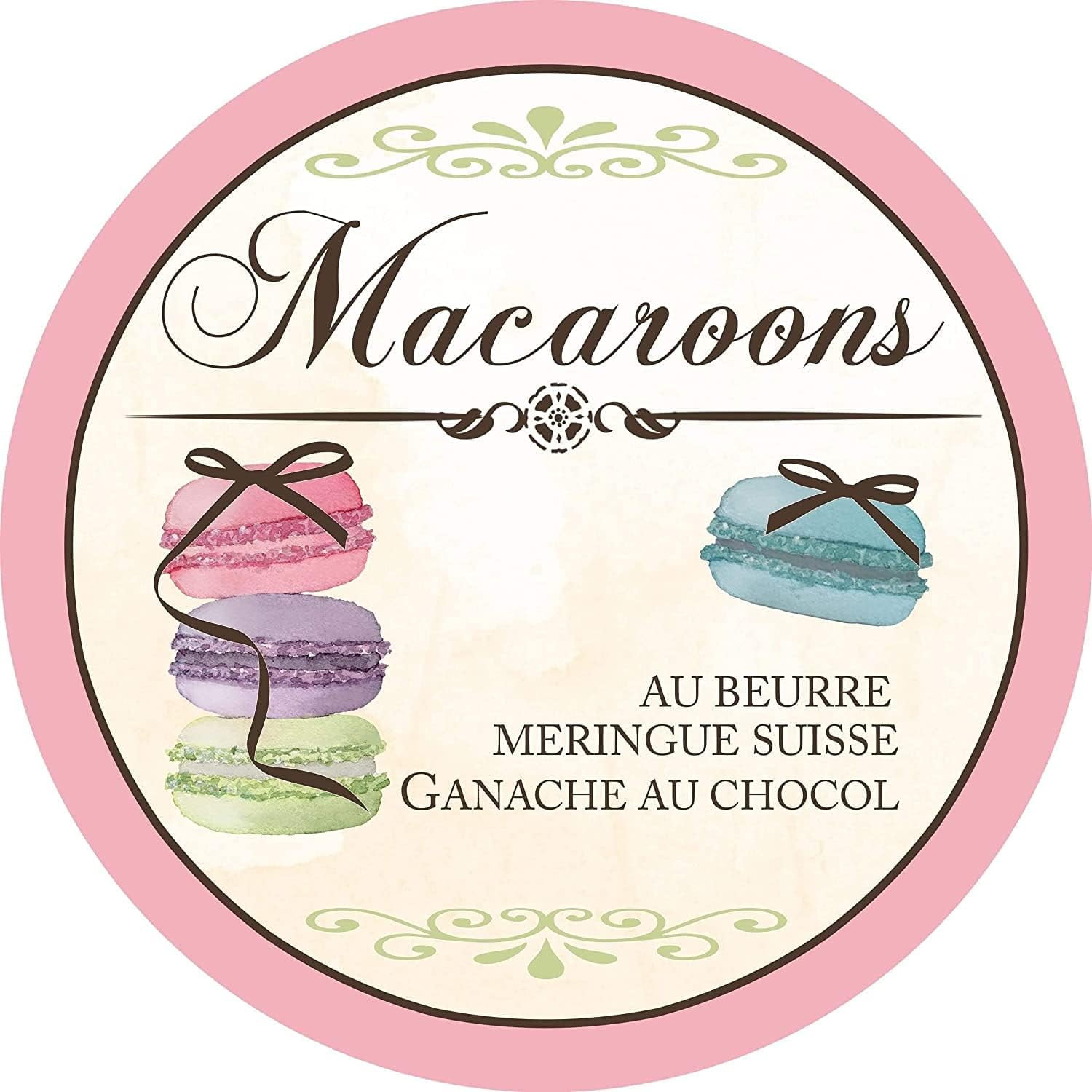 Round Metal Tin Sign Rustic Wall Decor Macaroon Wreath Sign,Bakery ...