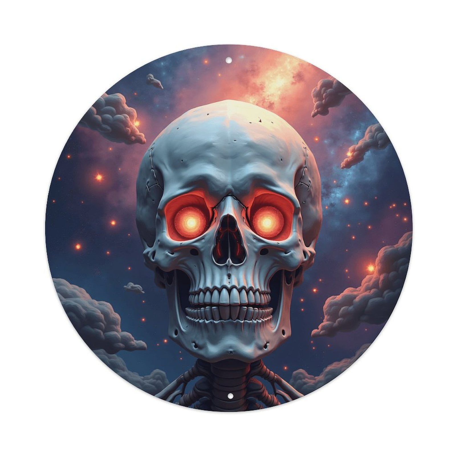 Round Metal Tin Sign Rustic Wall Decor Skull Eyes Skeleton Round Metal ...