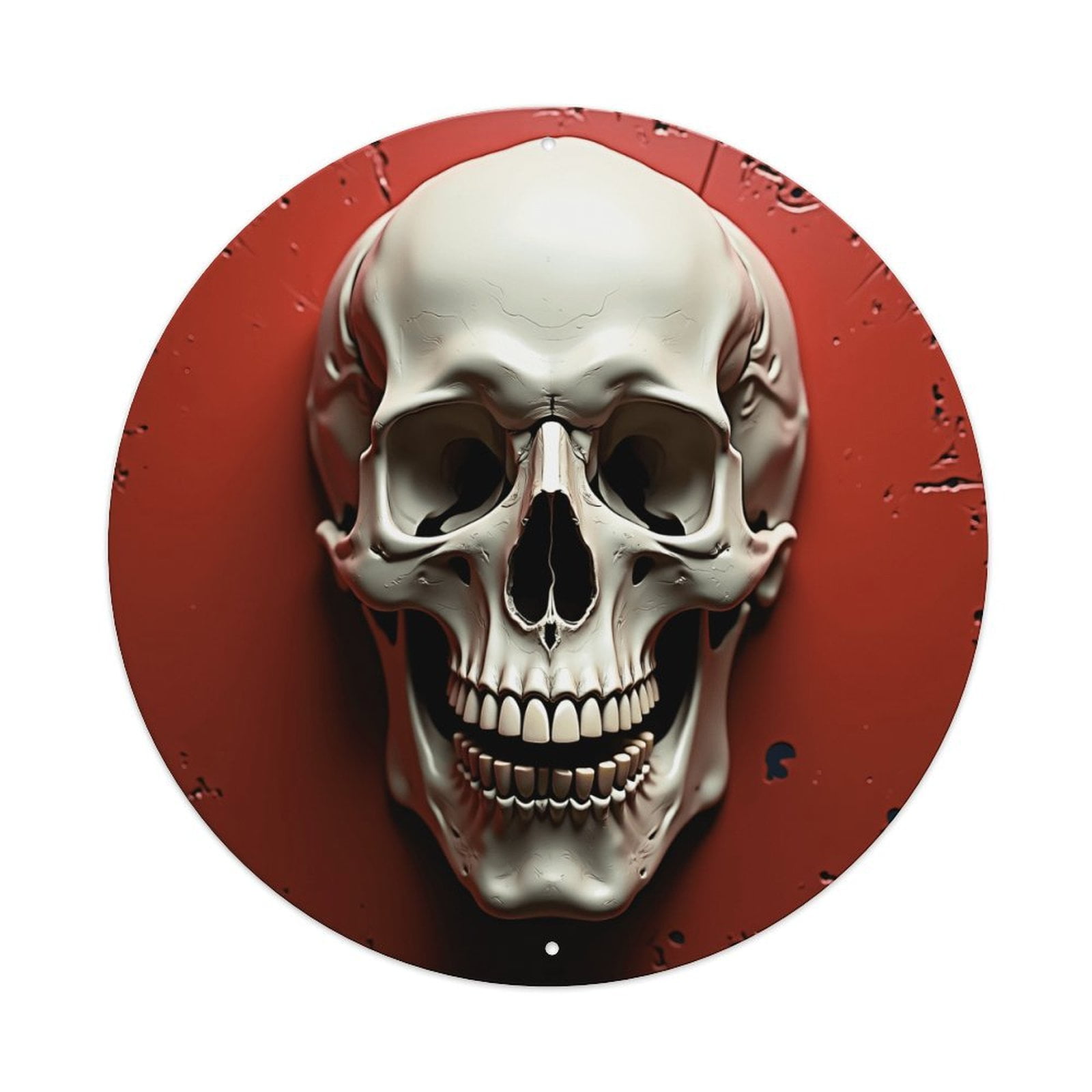 Round Metal Tin Sign Rustic Wall Decor Skull Skeleton Round Metal Sign ...