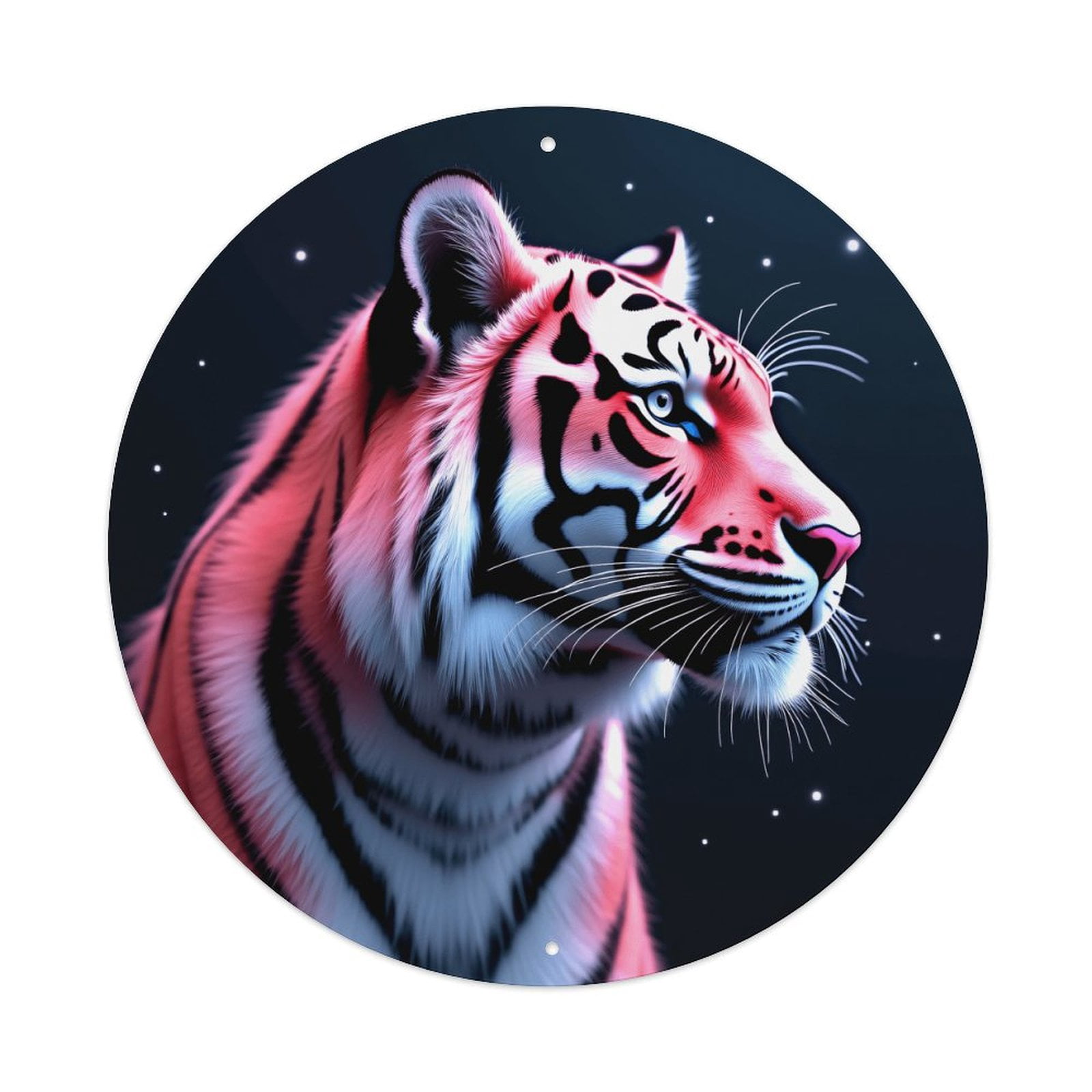 Round Metal Tin Sign Rustic Wall Decor Tiger Portrait Round Metal Sign ...