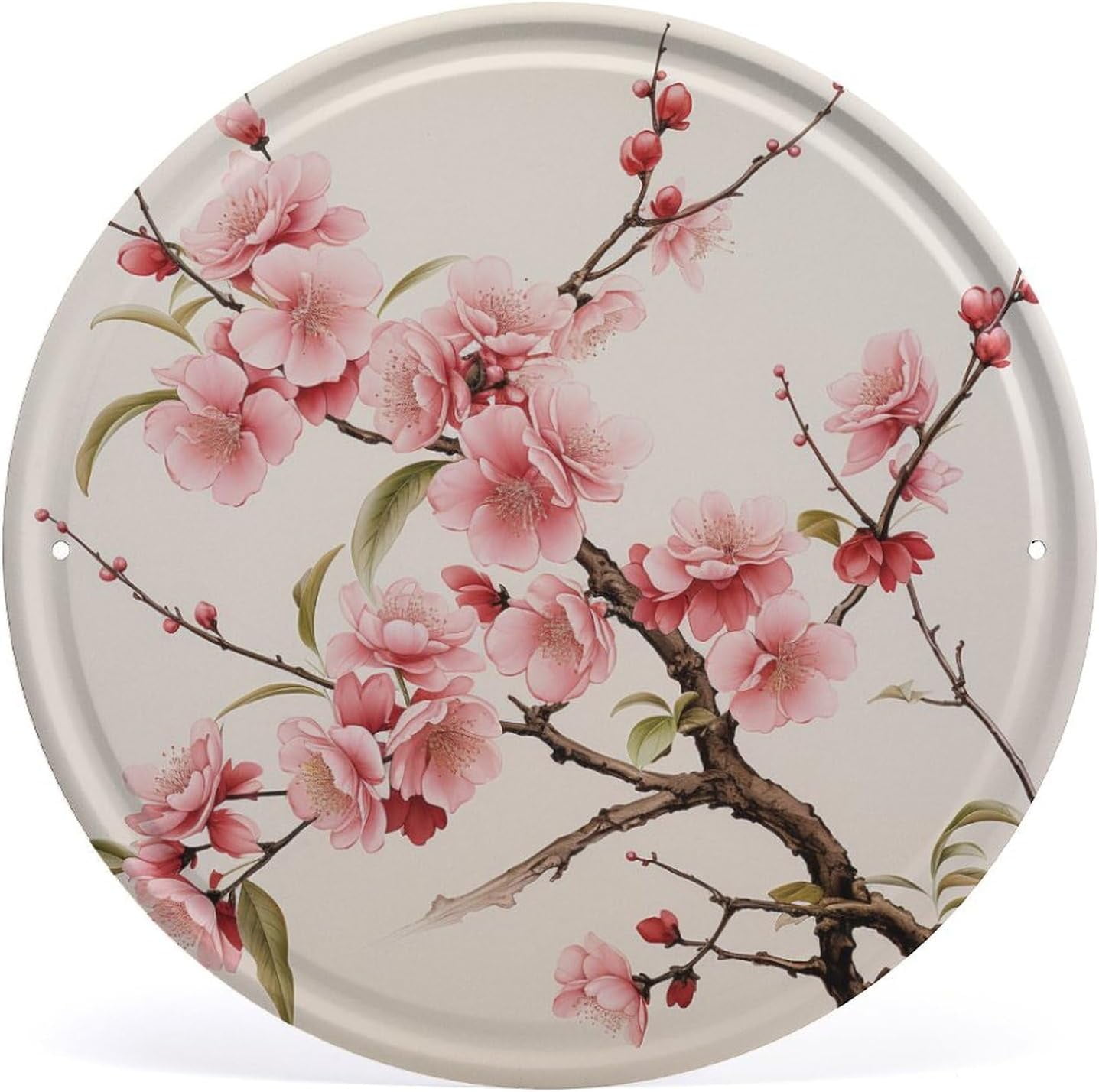 Round Metal Tin Sign Sakura Flowers And A Branch Retro Vintage Decor ...