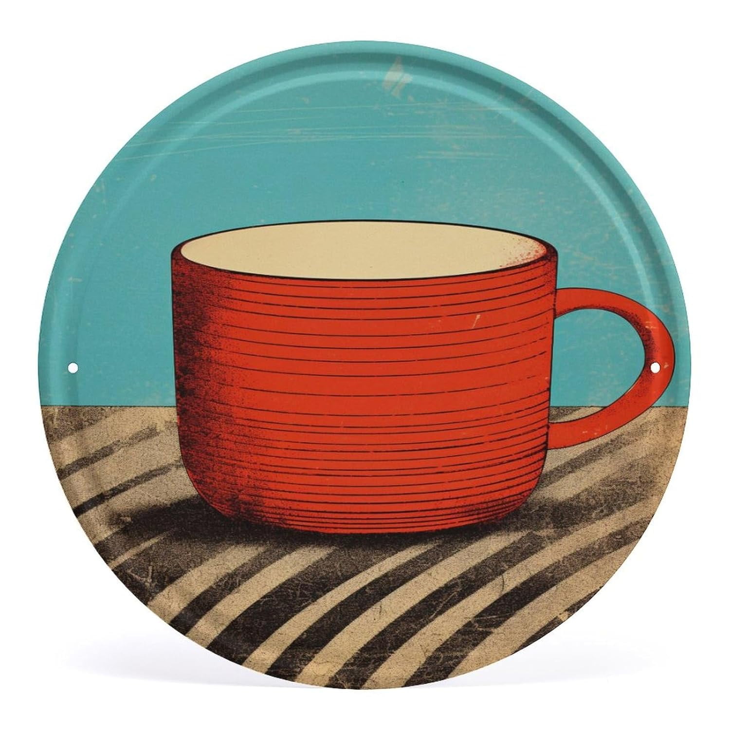 Round Metal Tin Sign Vintage Coffee Mug Vintage Metal Tin Signs Cafes ...