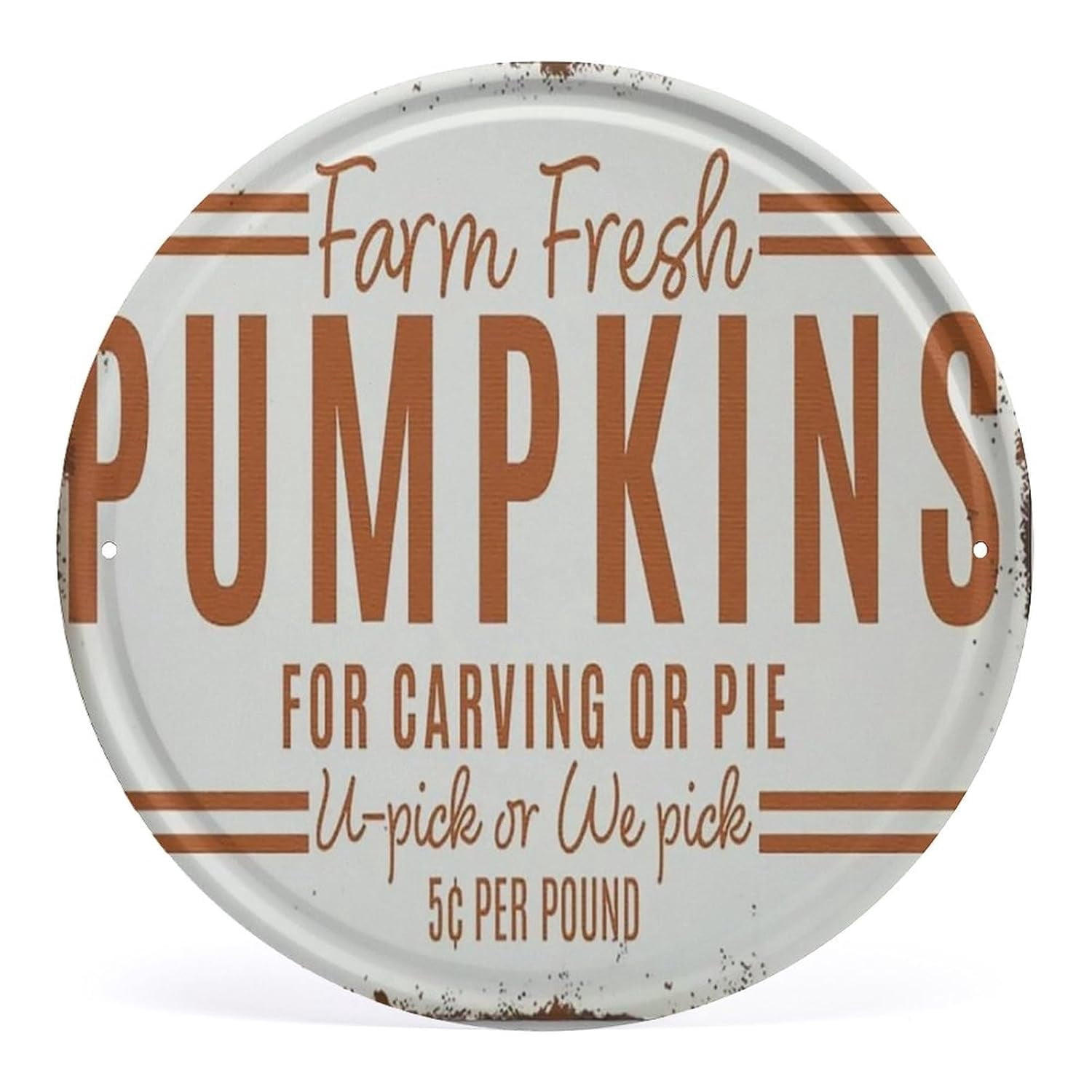 Round Metal Tin Sign Vintage Metal Signs Farm Fresh Pumpkins Sign ...
