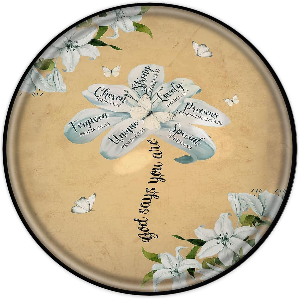 Round Metal tin sign White Lily Flowers God Says You Are tin sign White ...