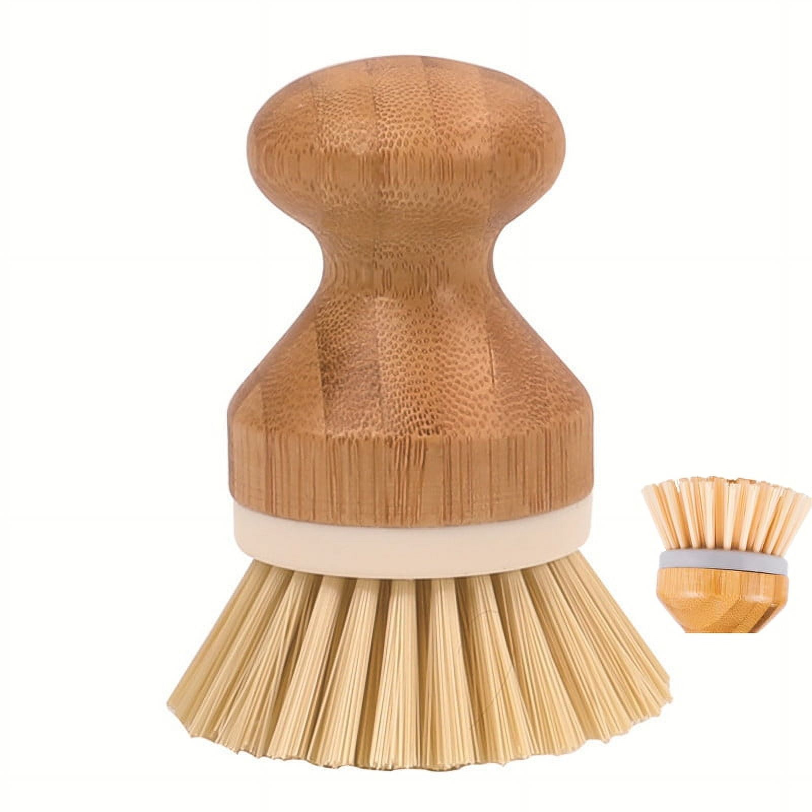 Round Mini Palm Pot Brush Bamboo Dishs Scrub Brushes Kitchen Wooden ...