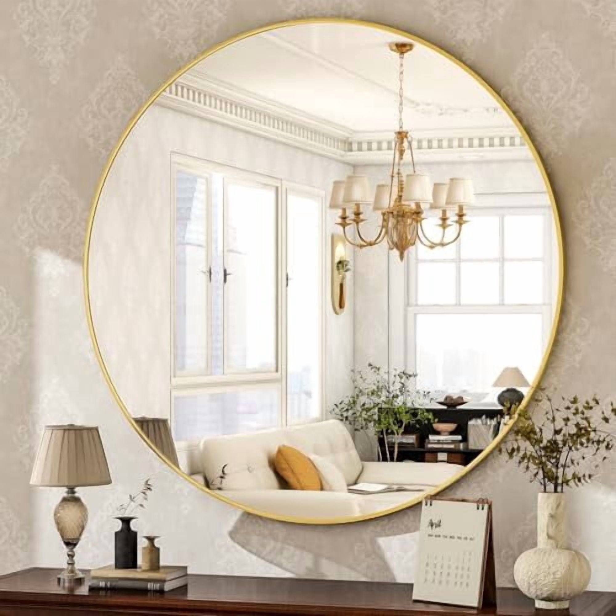 Round Mirror 30 Gold Wall Mounted Circle Mirrors Vanity Mirror with ...