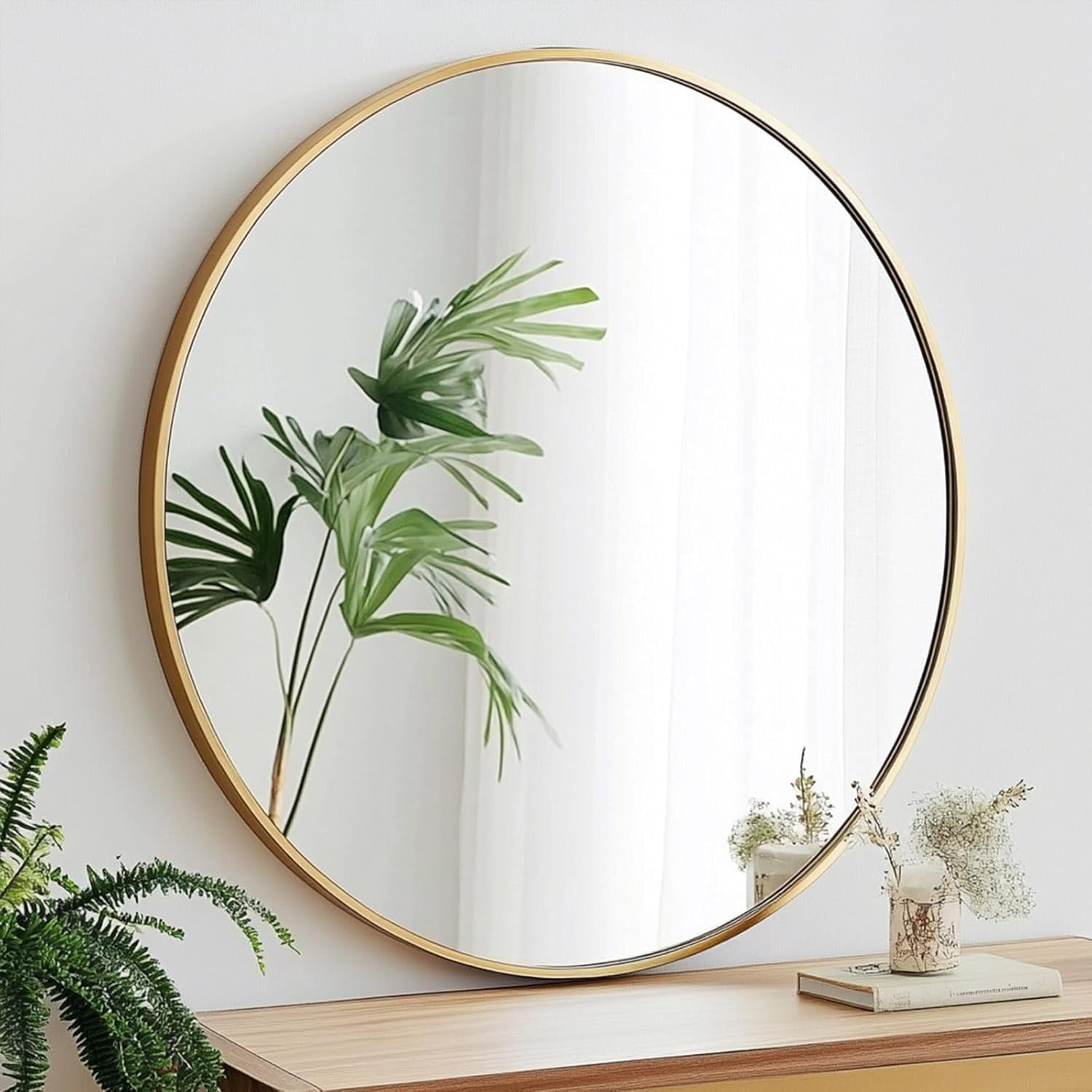 Round Mirror, Black Round Mirror 24 inch, Circle Wall Mirrors Metal ...