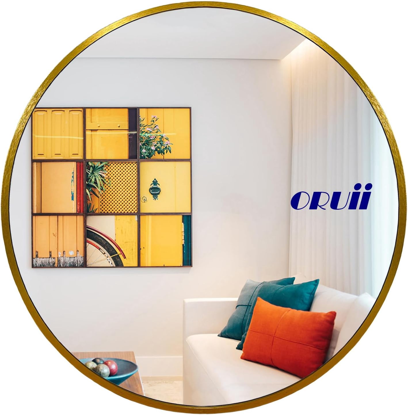 Round Mirror, Black Round Mirror 24 inch, Circle Wall Mirrors Metal ...