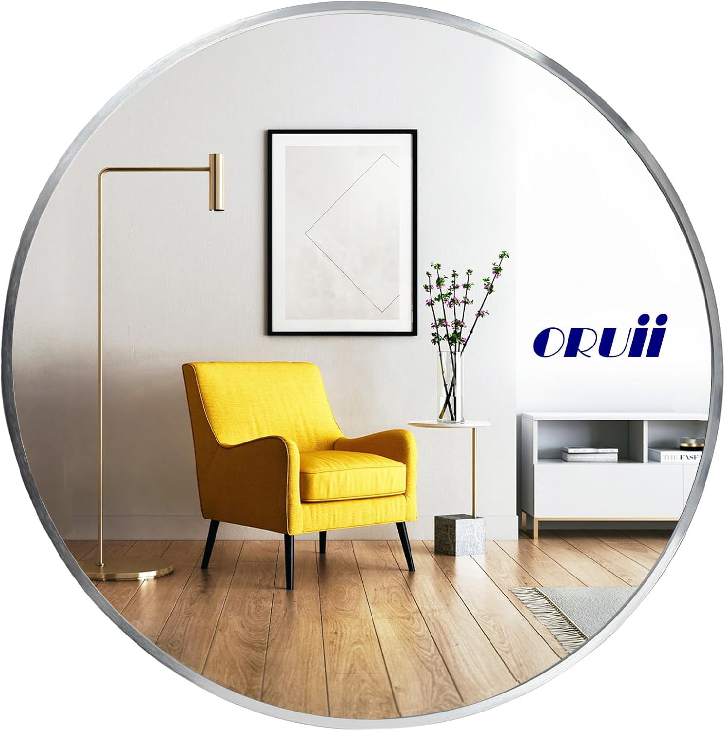 Round Mirror, Black Round Mirror 24 inch, Circle Wall Mirrors Metal ...