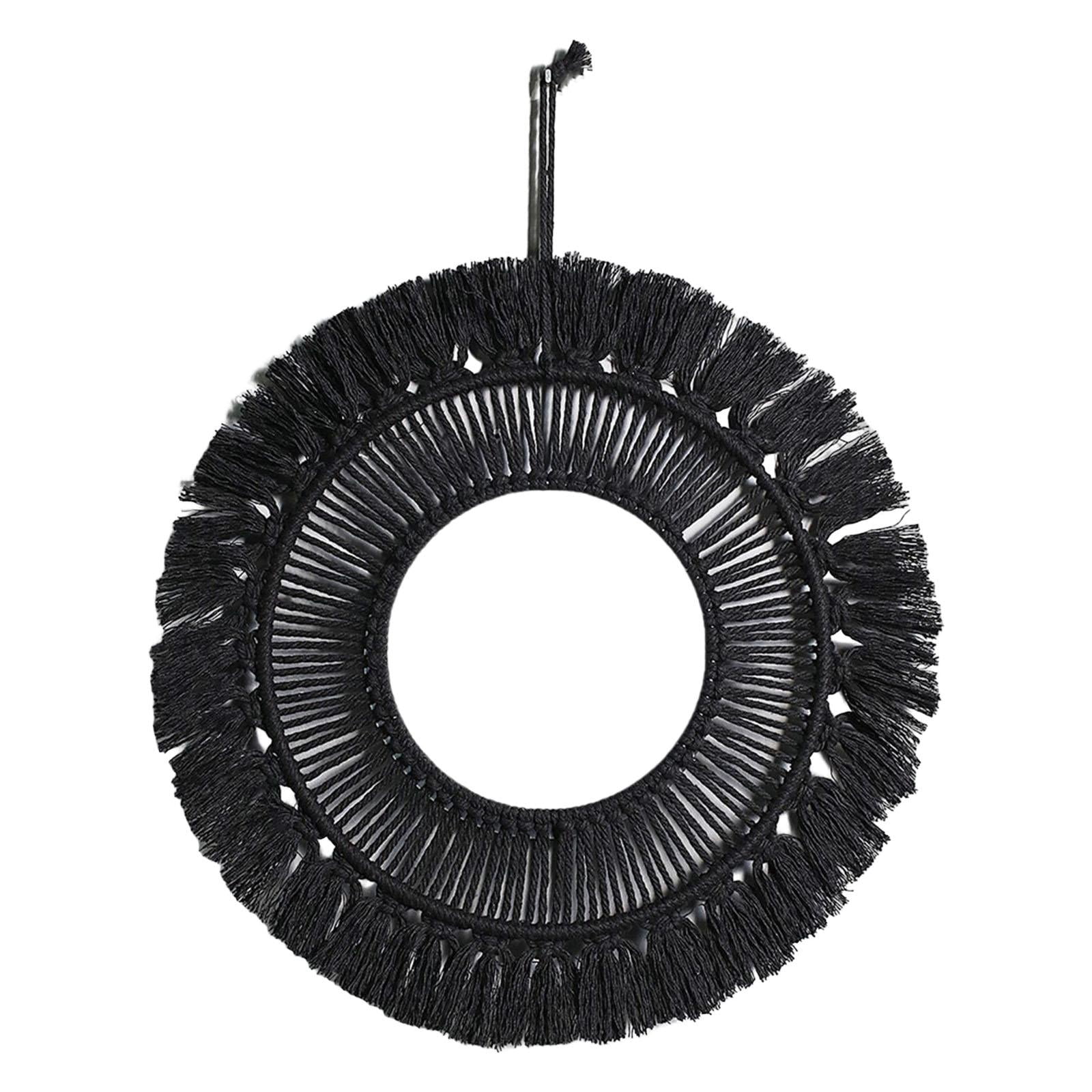 Round Mirror Boho Apartment Macrame Fringe Mirror, Dorm Living Room ...