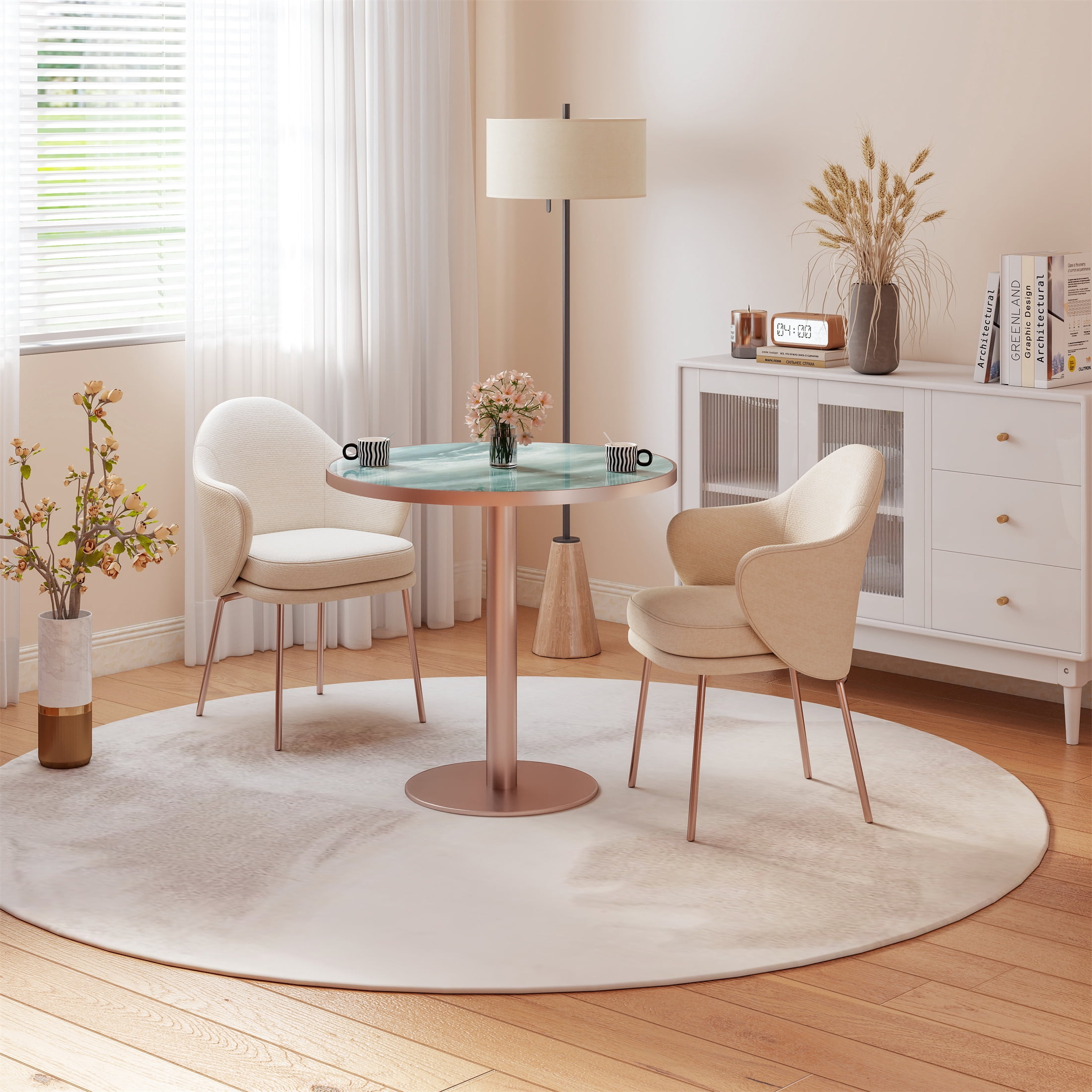 Round Modern Dining Table 31.5" Bistro Tulip Table with Faux Marble Top ...