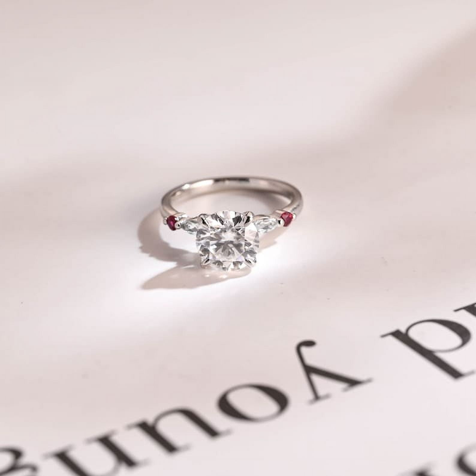 Round Moissanite Engagement Ring/ Solid Gold Marquise Aquamarine ...